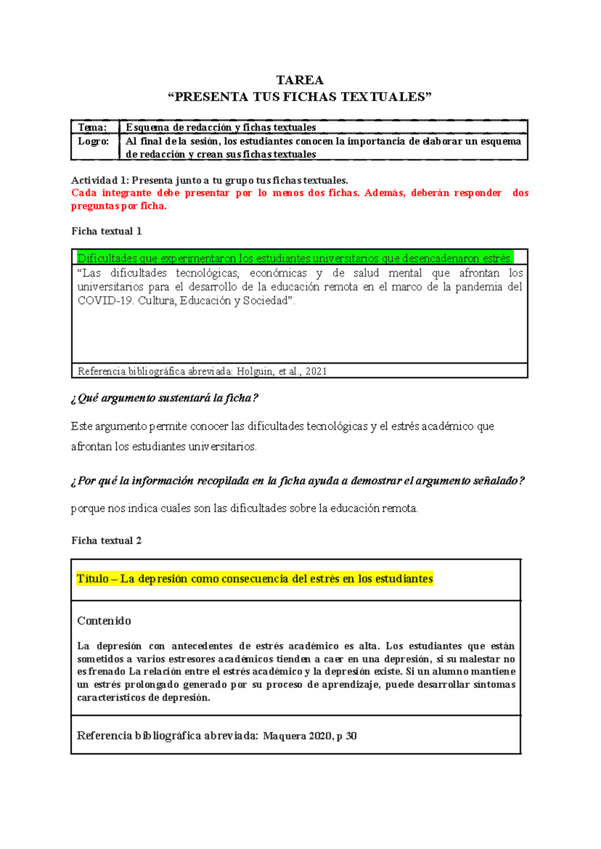 Semana 09 - Tema 02 Tarea - Presenta tus fichas textuales - TAREA ...