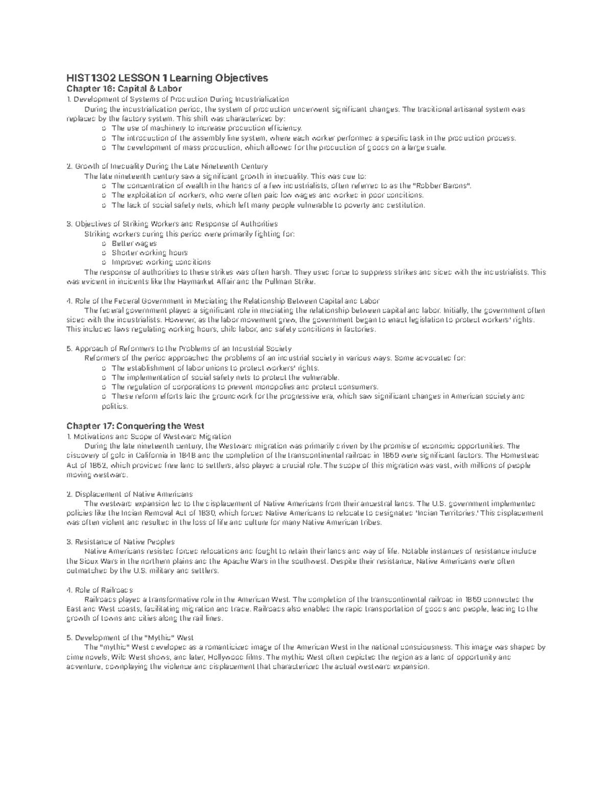 HIST1302 Lesson 1 Learning Objectives - HIST1302 LESSON 1 Learning ...