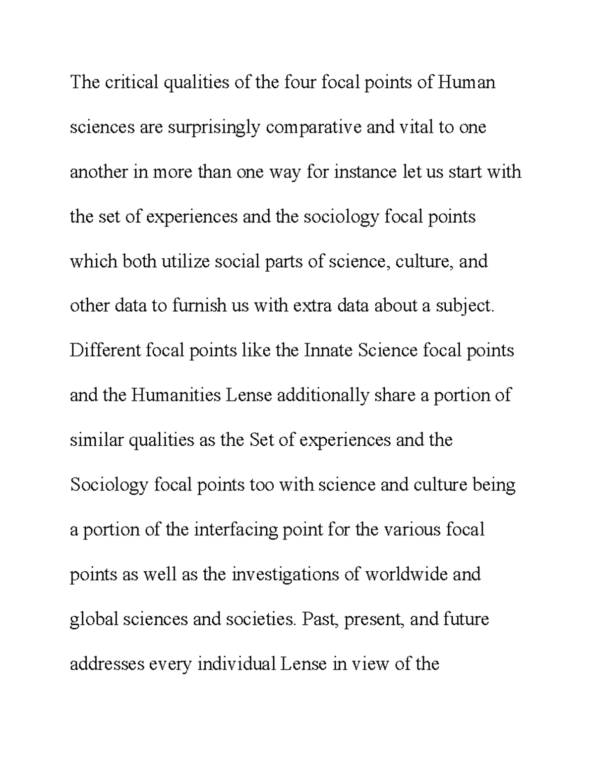 Week 3project hum 100 - The critical qualities of the four focal points ...