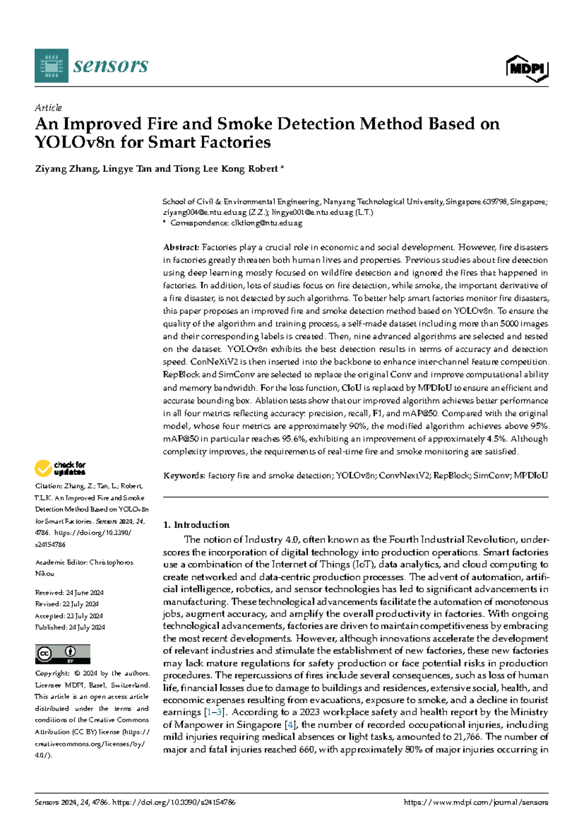 AnImproved Fire and Smoke Detection - Citation: Zhang, Z.; Tan, L ...