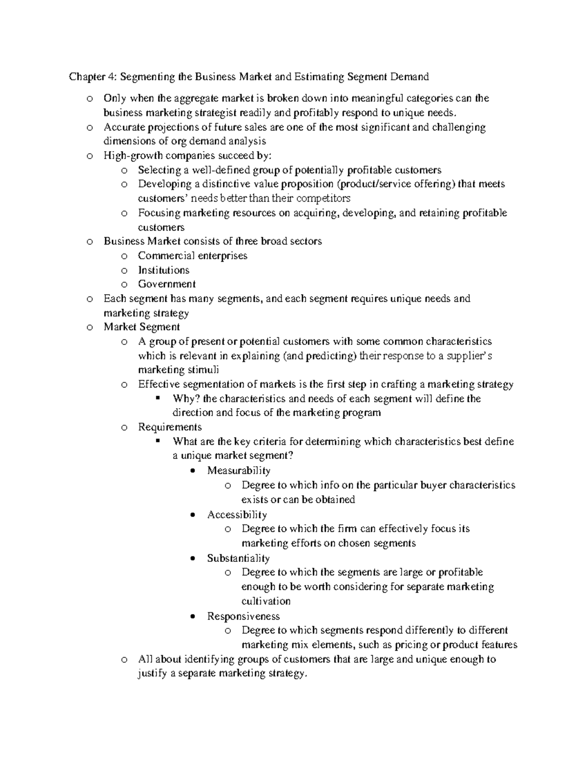 MKTG 336-Chapter 4 - Lecture notes 4 - Chapter 4: Segmenting the ...
