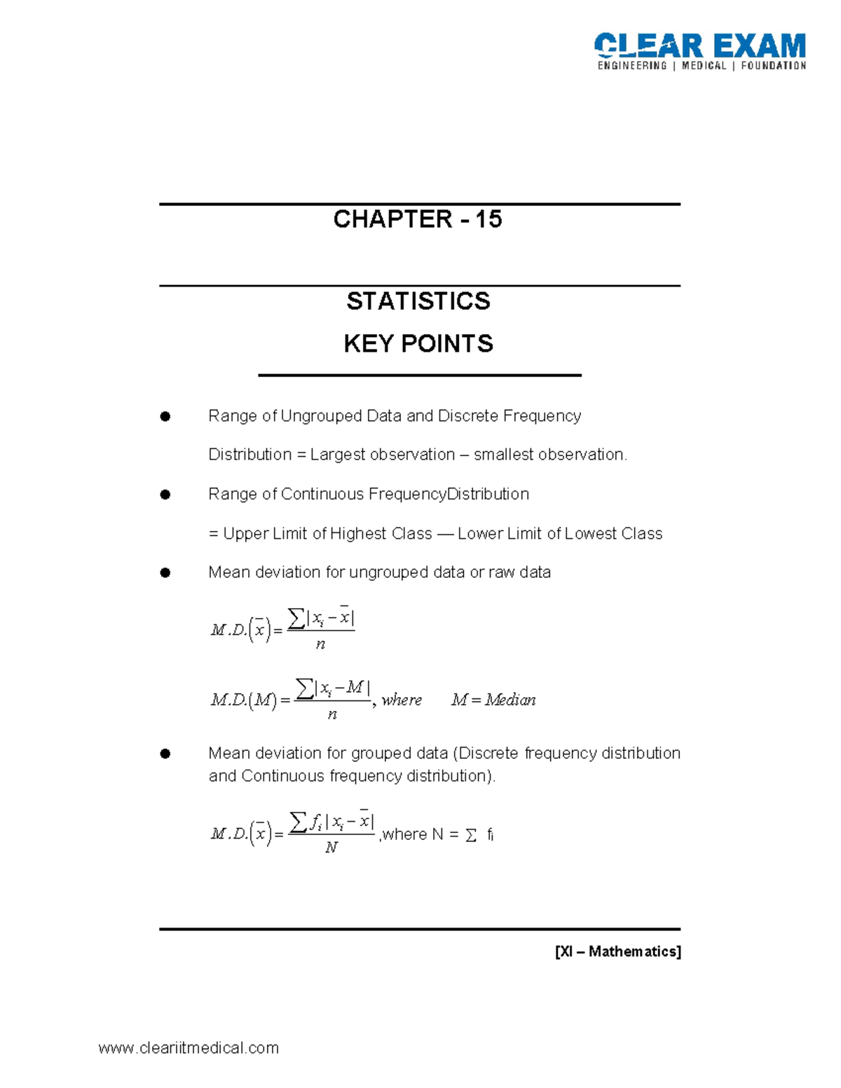 Statistics - makes your basic - [XI – Mathematics] CHAPTER - 15 ...