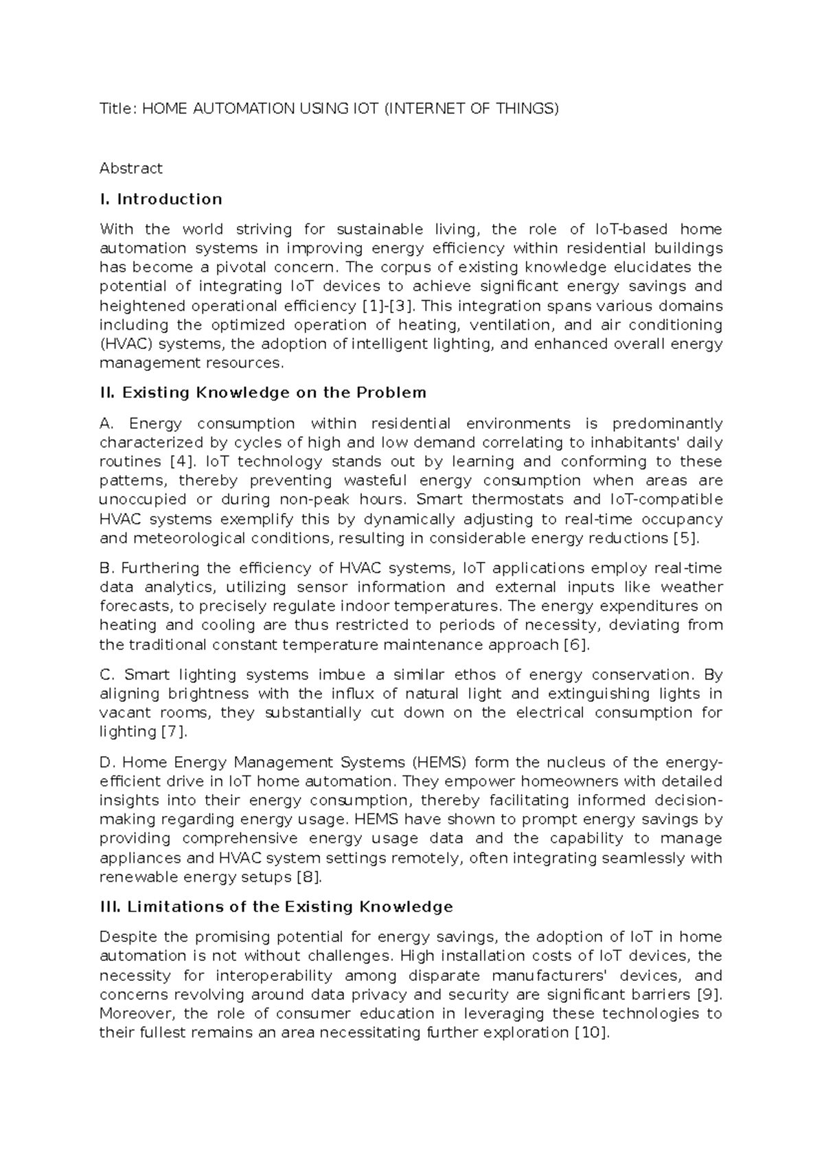 Introduction of SLR Paper - Title: HOME AUTOMATION USING IOT (INTERNET ...