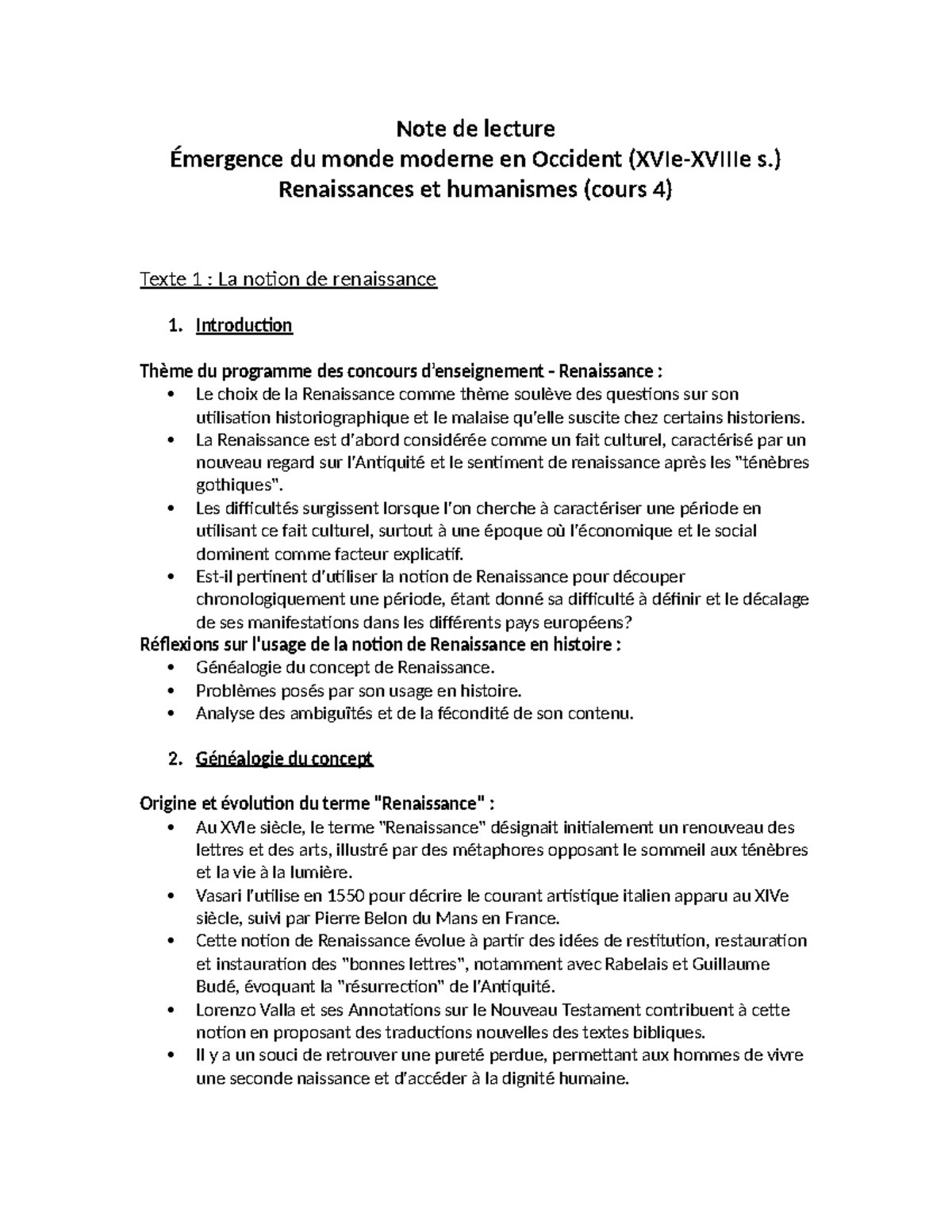 Note de lecture émergence cours 4 - Note de lecture Émergence du monde moderne en Occident - Studocu