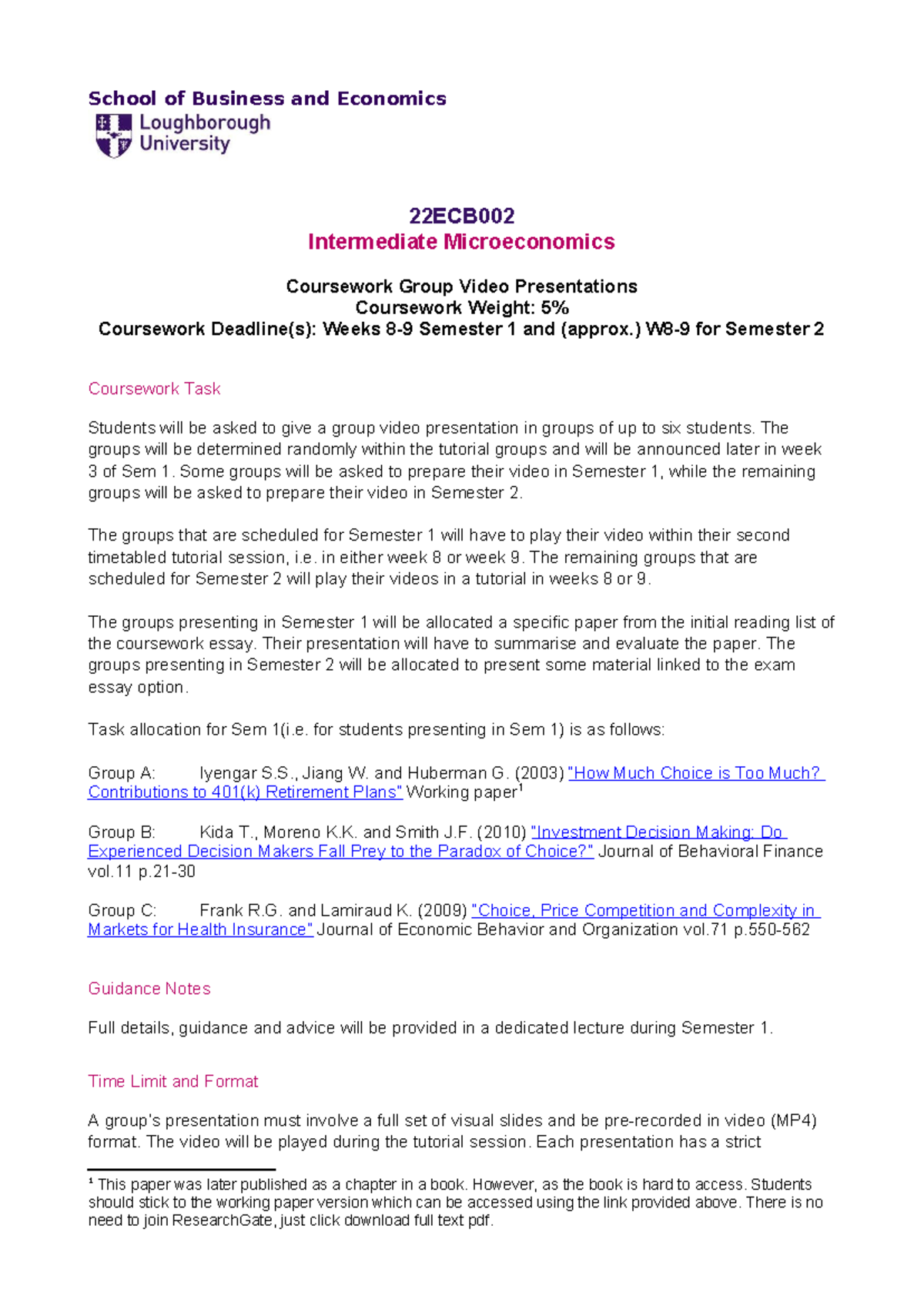 22ECB002 Coursework Presentation Brief - School of Business and ...