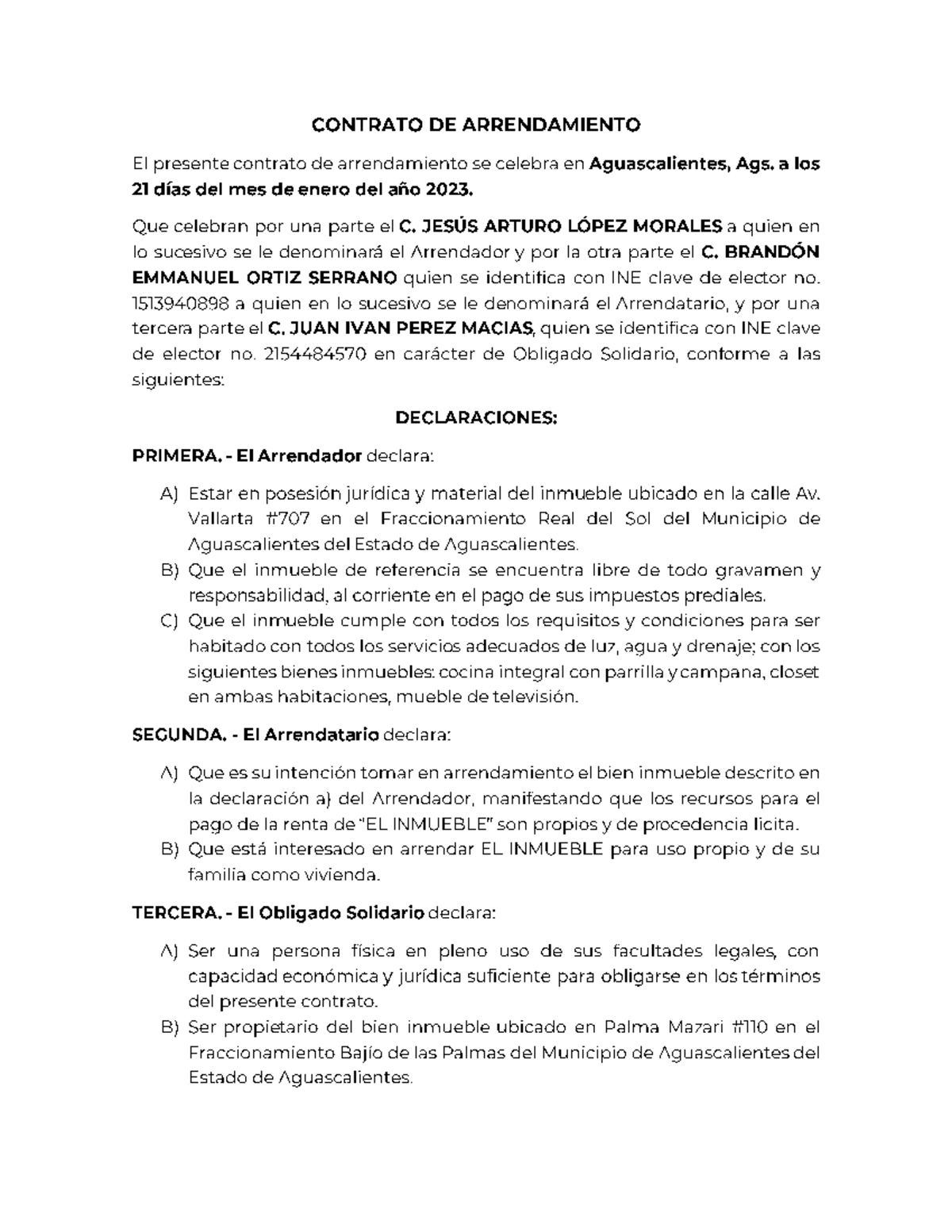 Contrato De Arrendamiento Ejemplos Y Formatos Word Y Pdf Para Imprimir