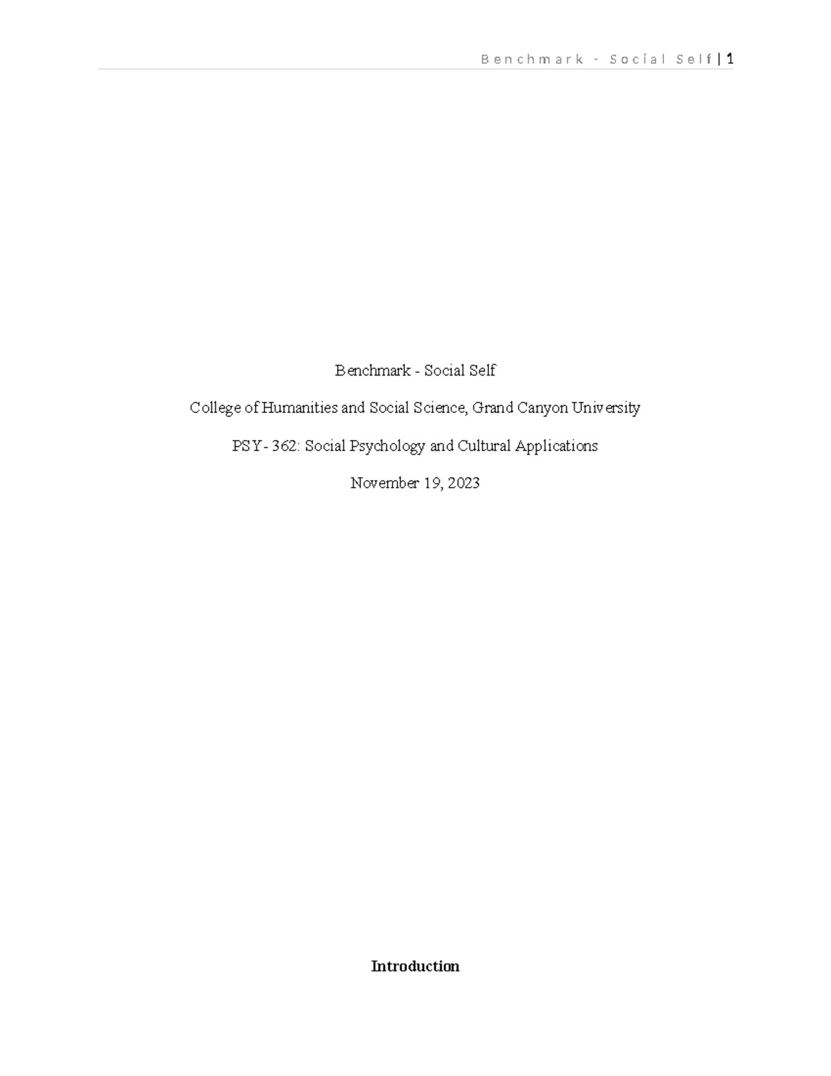 Benchmark Social Self Benchmark Social Self College Of Humanities