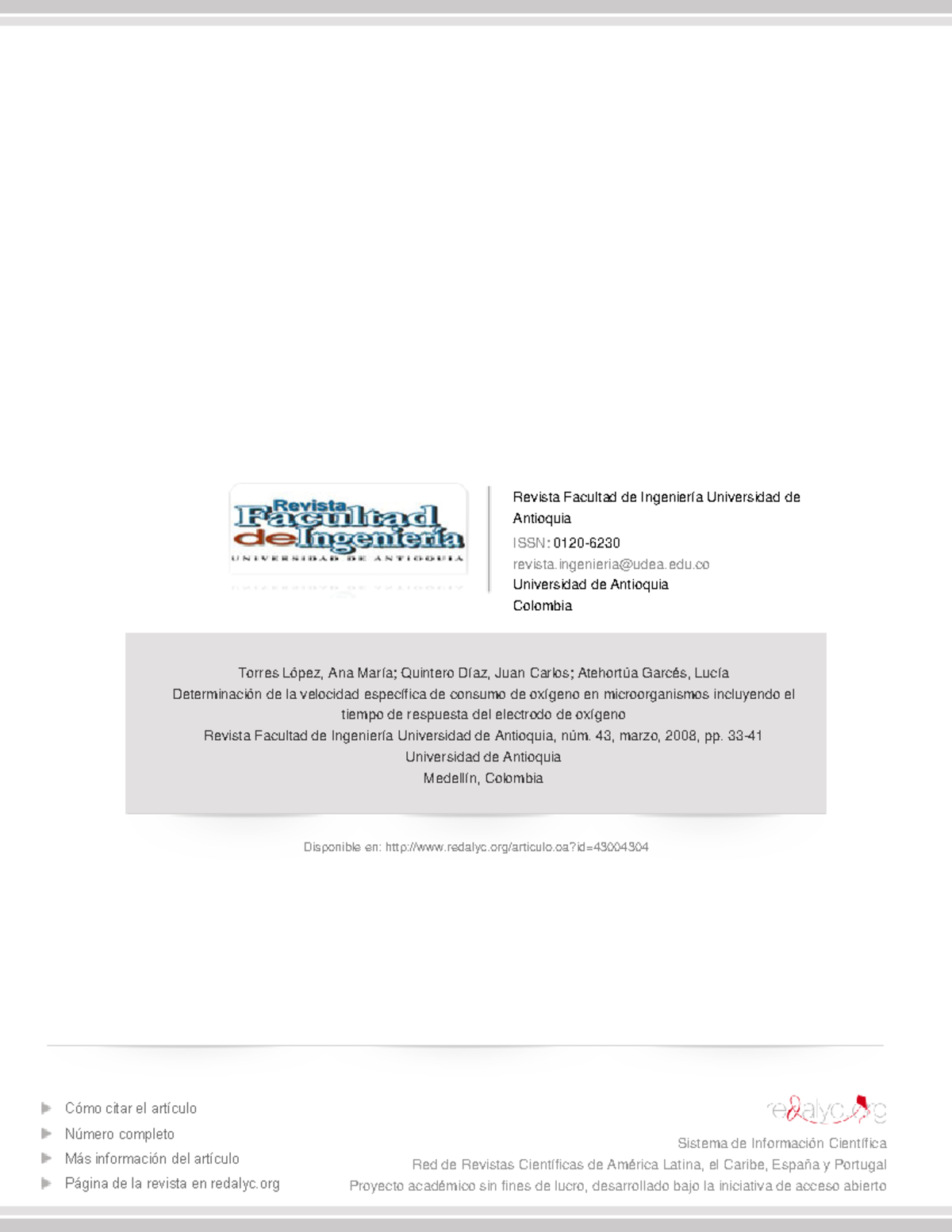 43004304 - t demasa - Revista Facultad de Ingeniería Universidad de ...