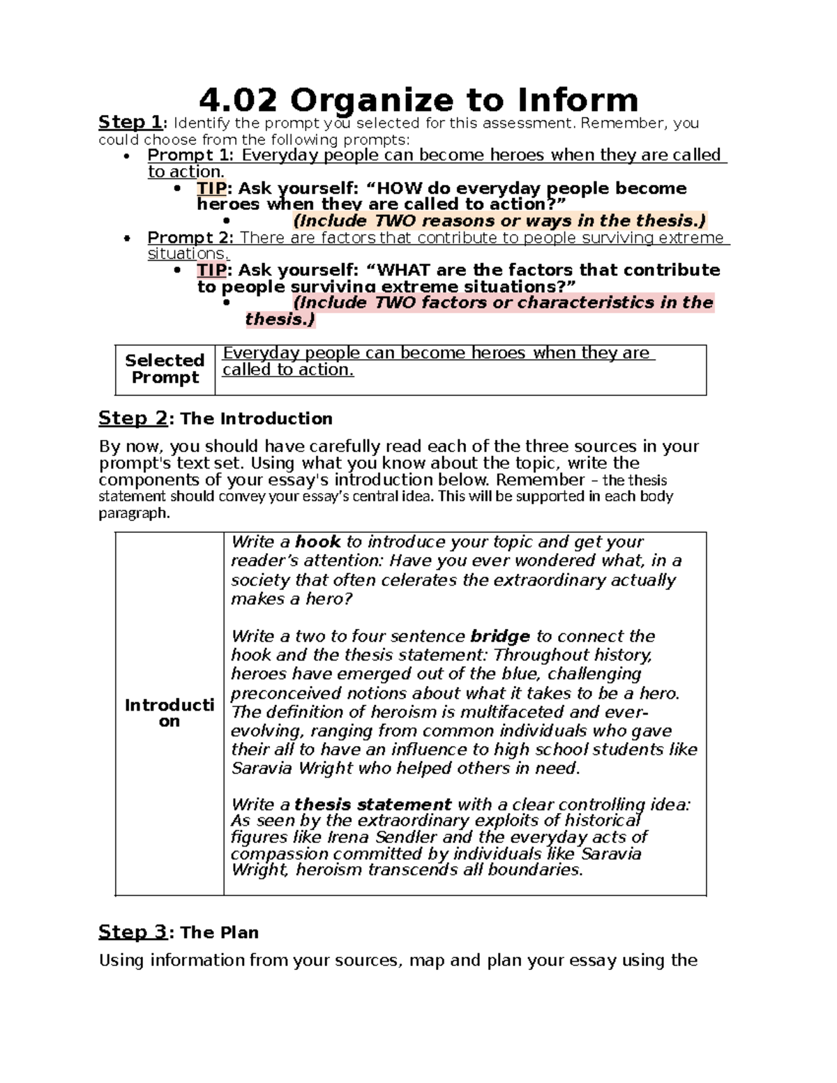 4.02 Organize to Inform - 4 Organize to Inform Step 1: Identify the ...