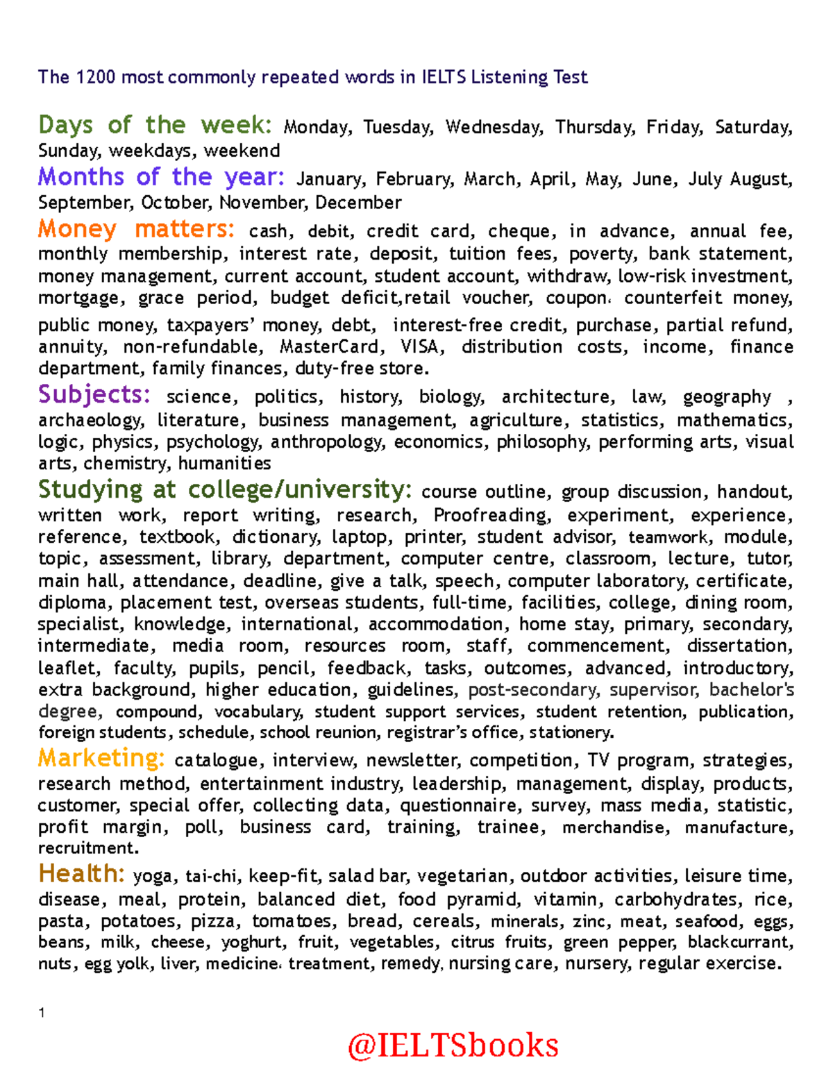 Ieltsbooks The 1200 most commonly repeated words in - The 1200 most ...