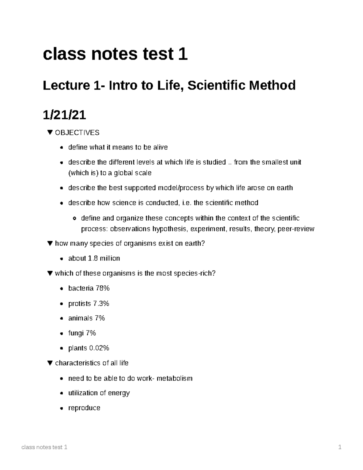 Class notes test 1 - Dr. Mclean spring 2021 - class notes test 1 ...