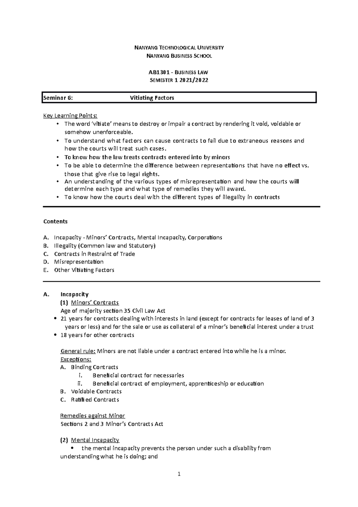 S1 Notes for seminar 1 with pointers required - NANYANG TECHNOLOGICAL ...