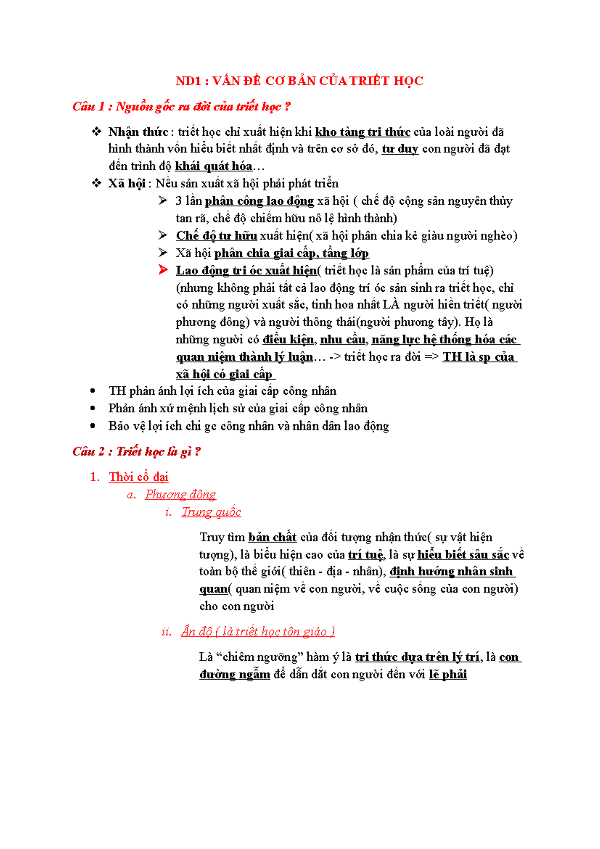 ND1 - ádfasdf - ND1 : VẤN ĐỀ CƠ BẢN CỦA TRIẾT HỌC Câu 1 : Nguồn gốc ra ...