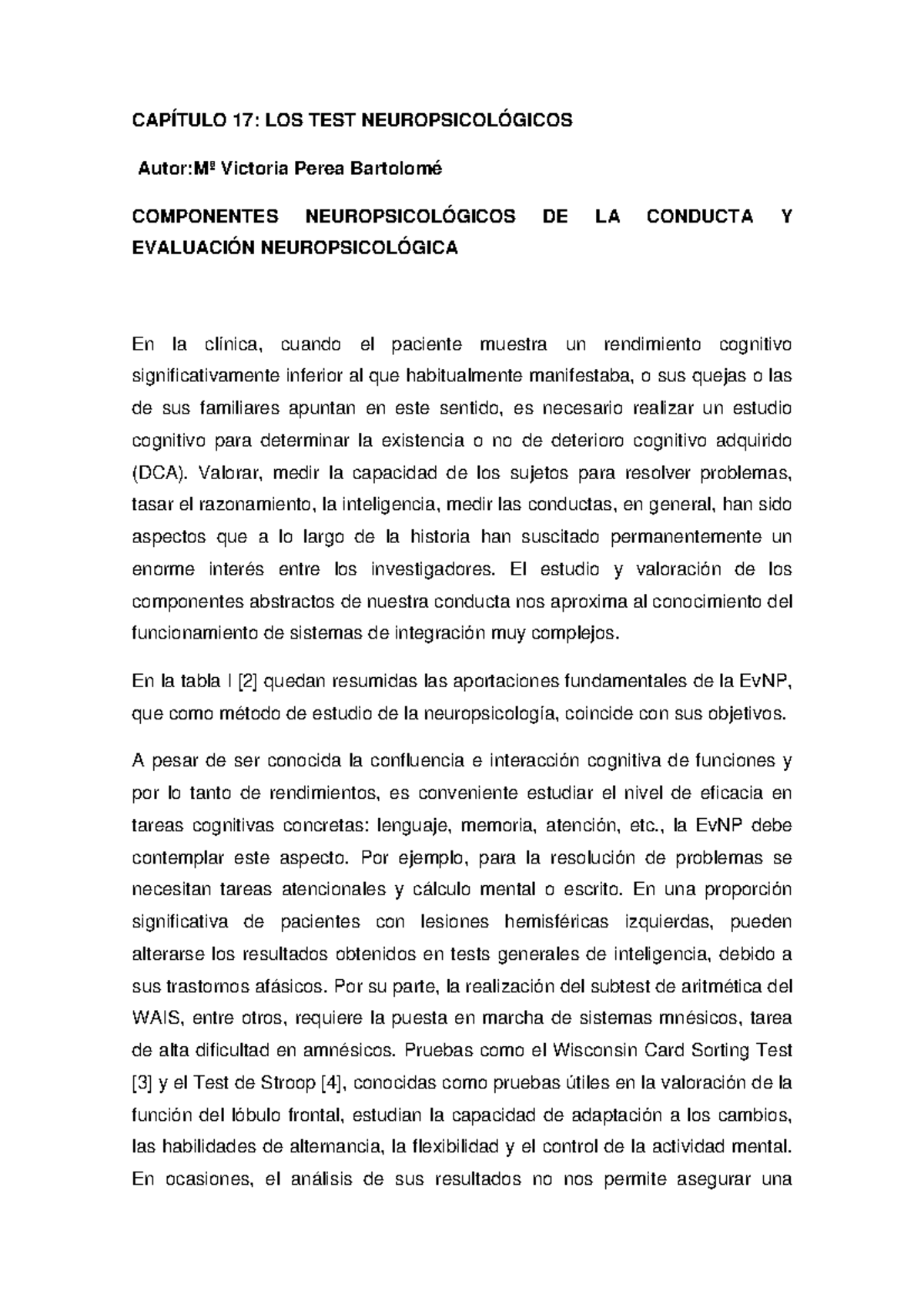 17 test neuropsicologicos - CAPÍTULO 17: LOS TEST NEUROPSICOLÓGICOS ...