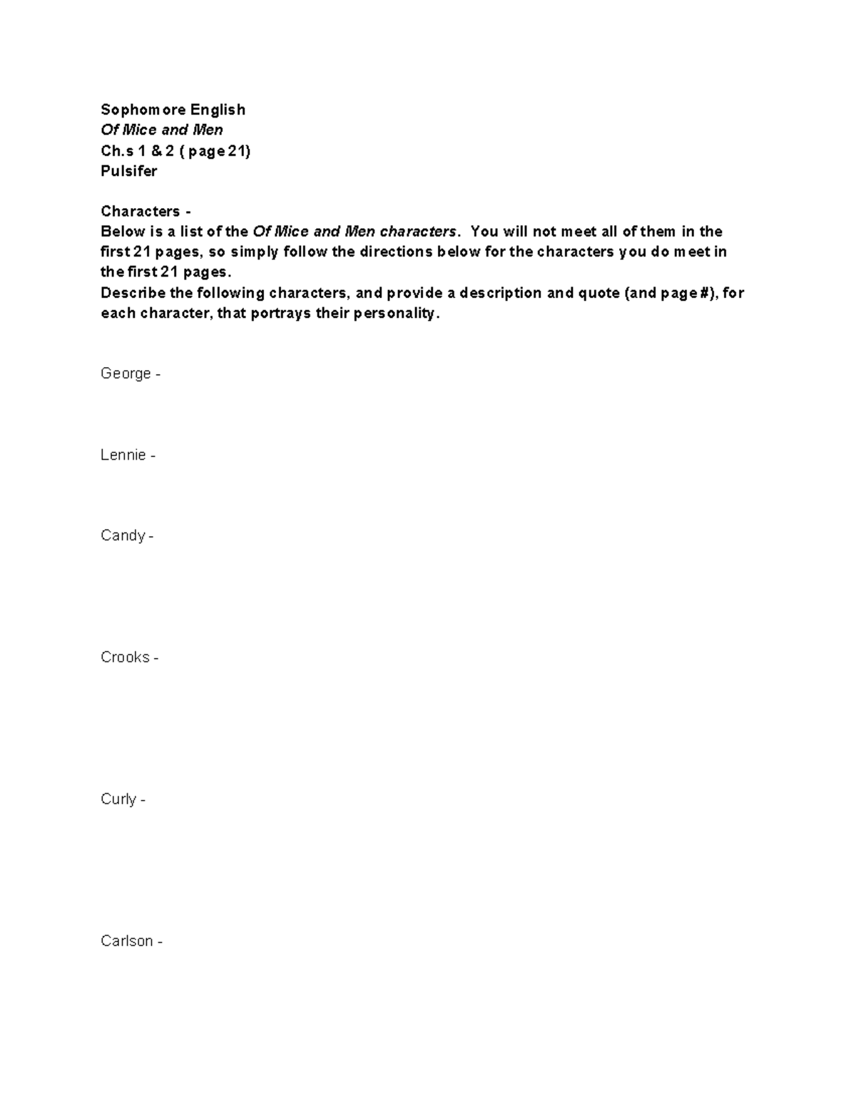 Ella I. - OMAM - Chapter 1-2 - Sophomore English Of Mice and Men Ch 1 ...
