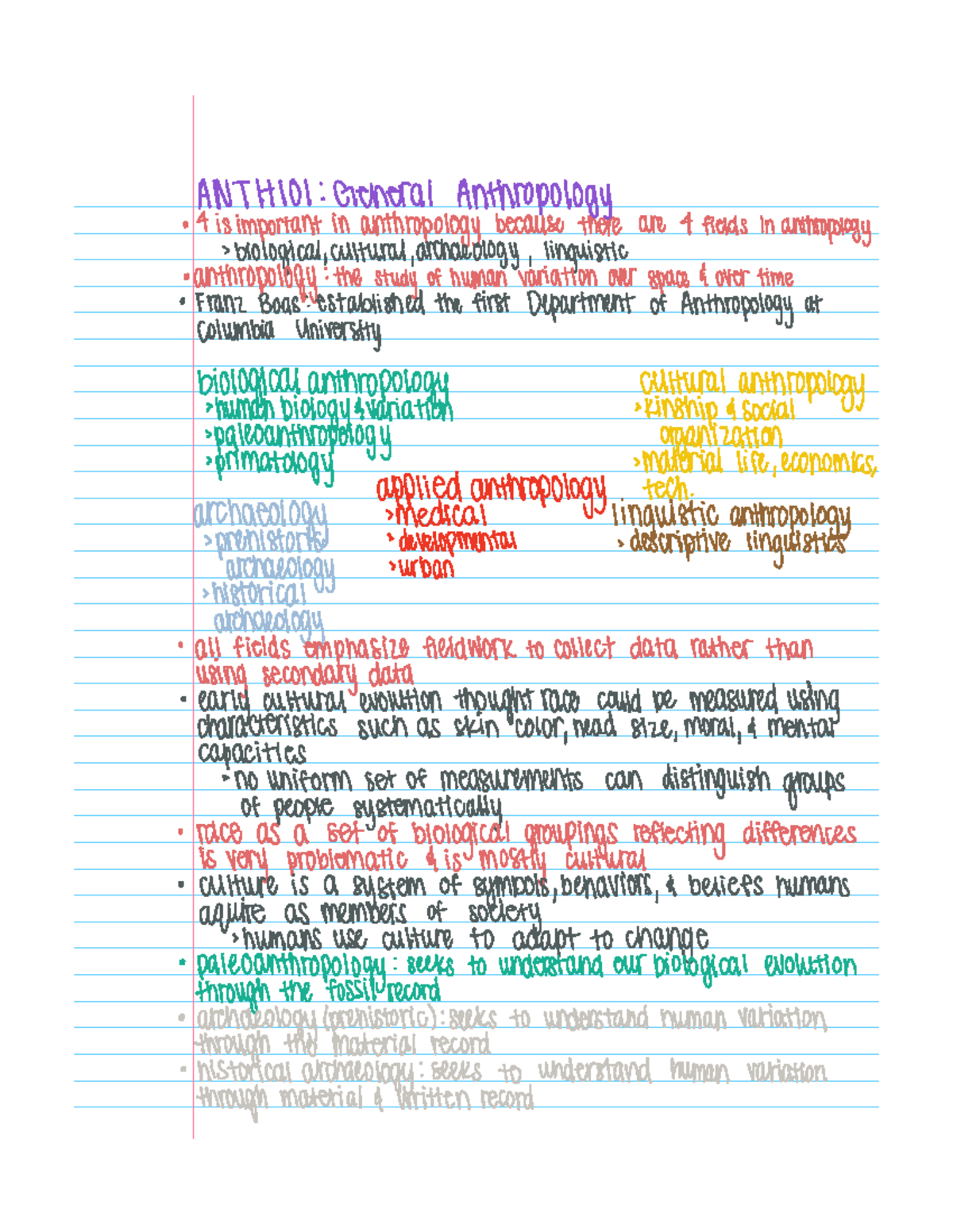Notes - ANTH 101 General Anthropology 4 isimportant in anthropology ...