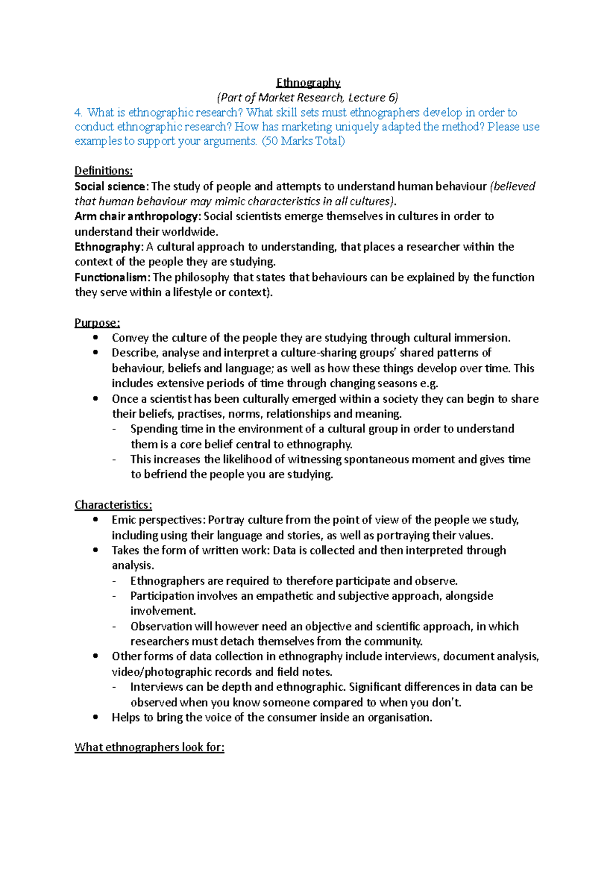 Ethnography - Topic summary - Ethnography (Part of Market Research ...