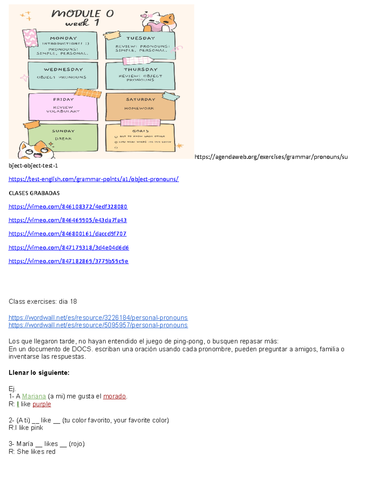 Class exercises. ingles - agendaweb/exercises/grammar/pronouns/su bject ...