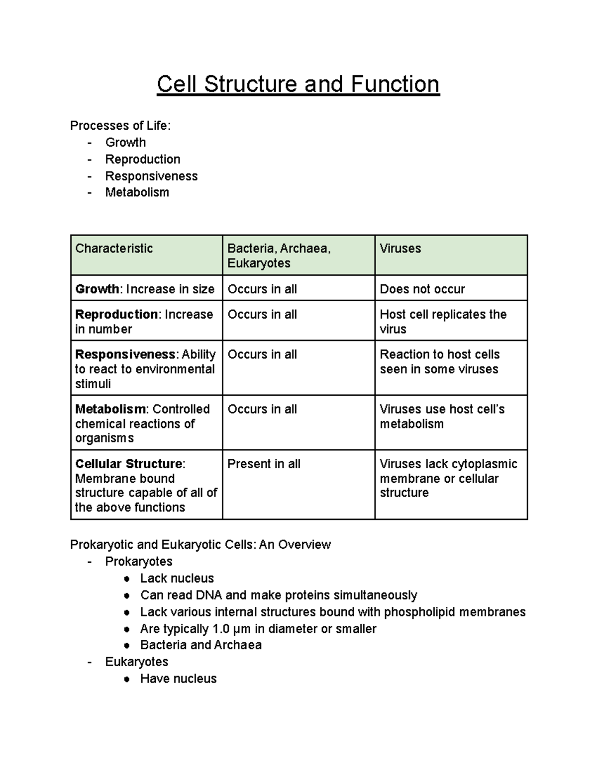 Ch3 - Cell Structure and Function - Cell Structure and Function ...