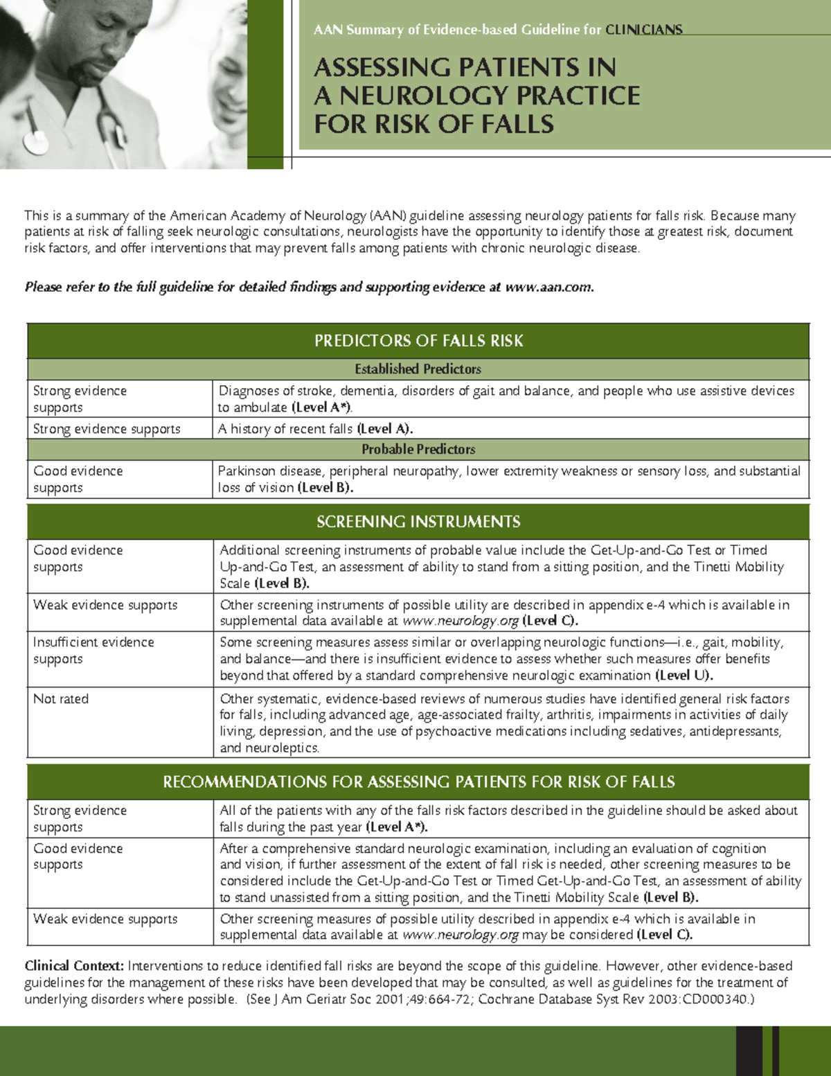 Assessing Patients In A Neurology Practice For Risk Of Falls - AAN ...