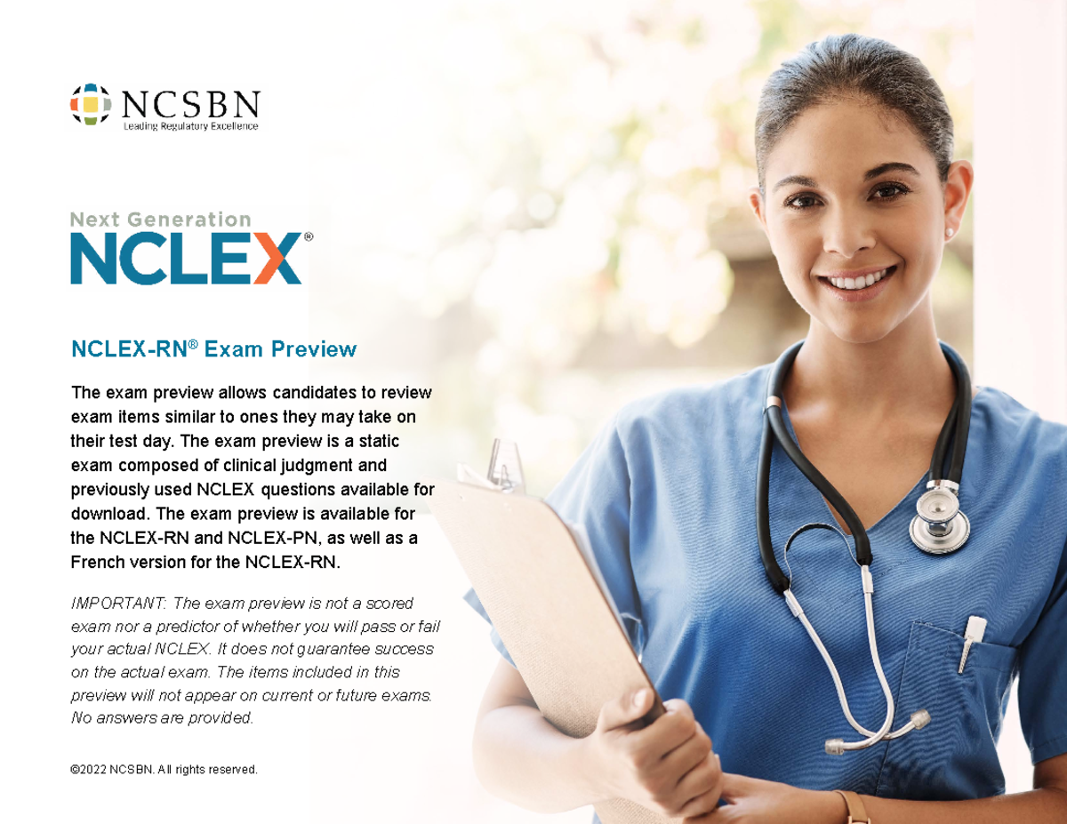 Exam Preview nclex - STUDY NOTES - The exam preview allows candidates ...