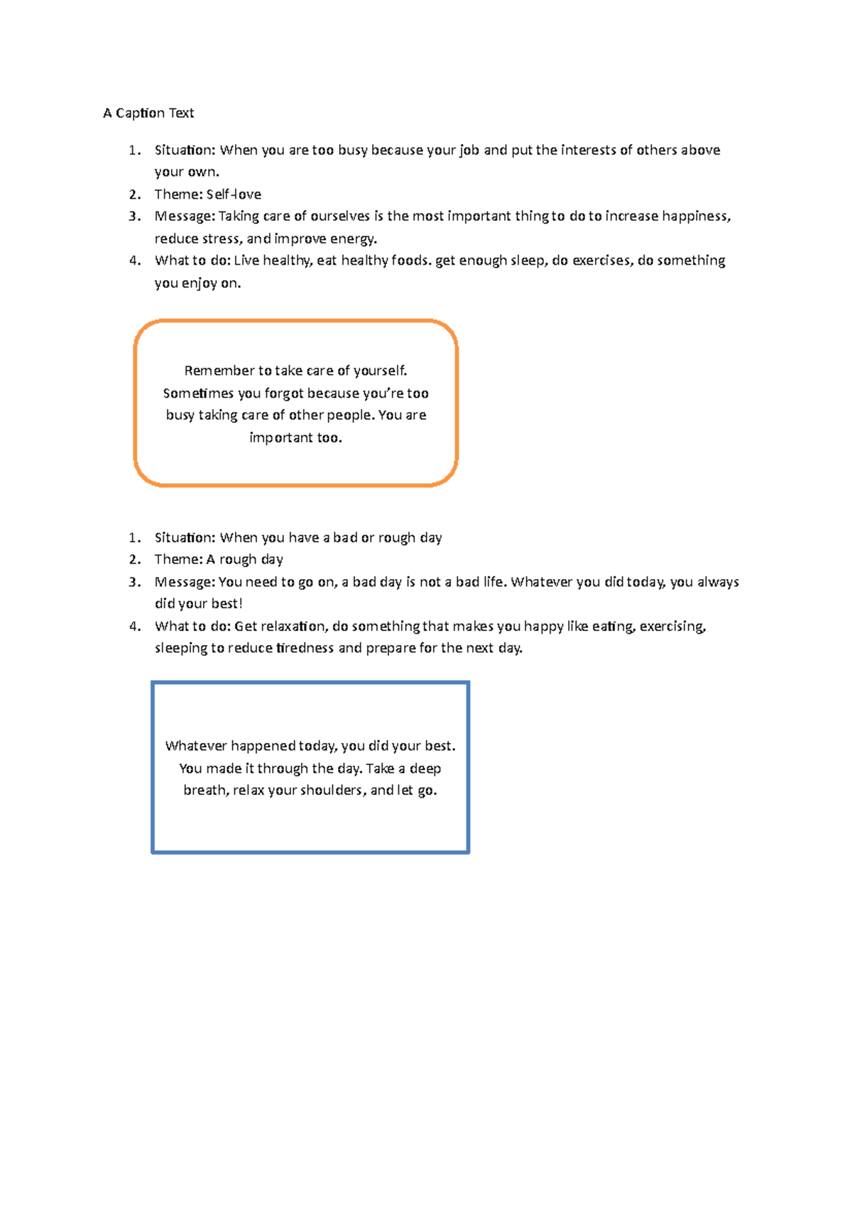 A Caption Text - An assignment - A Caption Text Situation: When you are ...