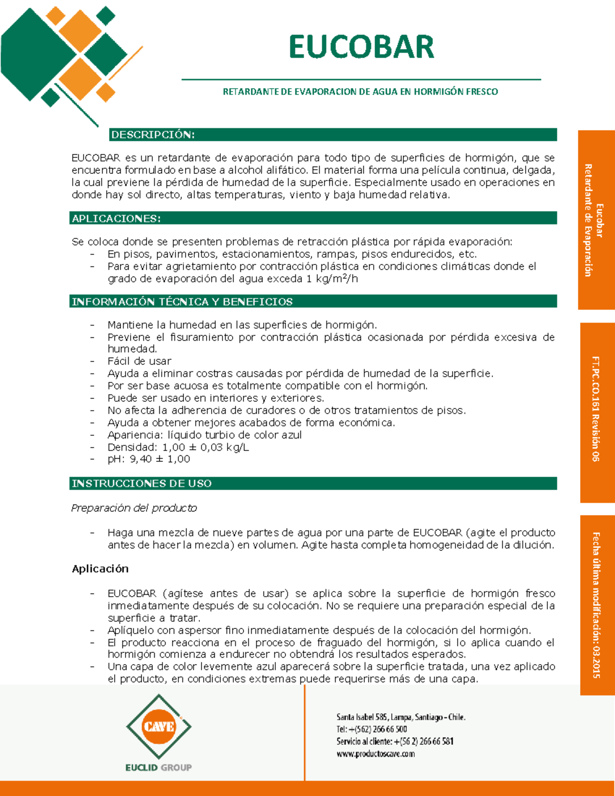 Ficha tecnica 2015 eucobar - EUCOBAR RETARDANTE DE EVAPORACION DE AGUA ...