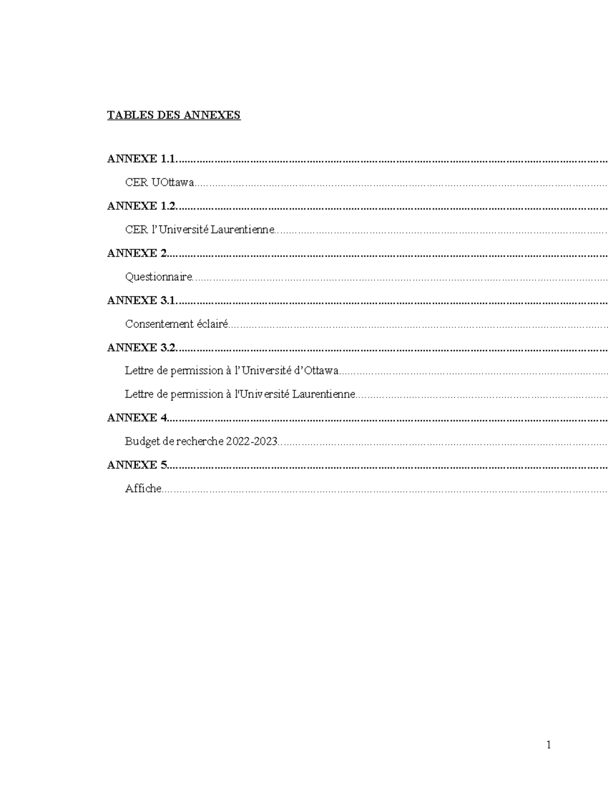 Travail 3 - TABLES DES ANNEXES ANNEXE - Studocu