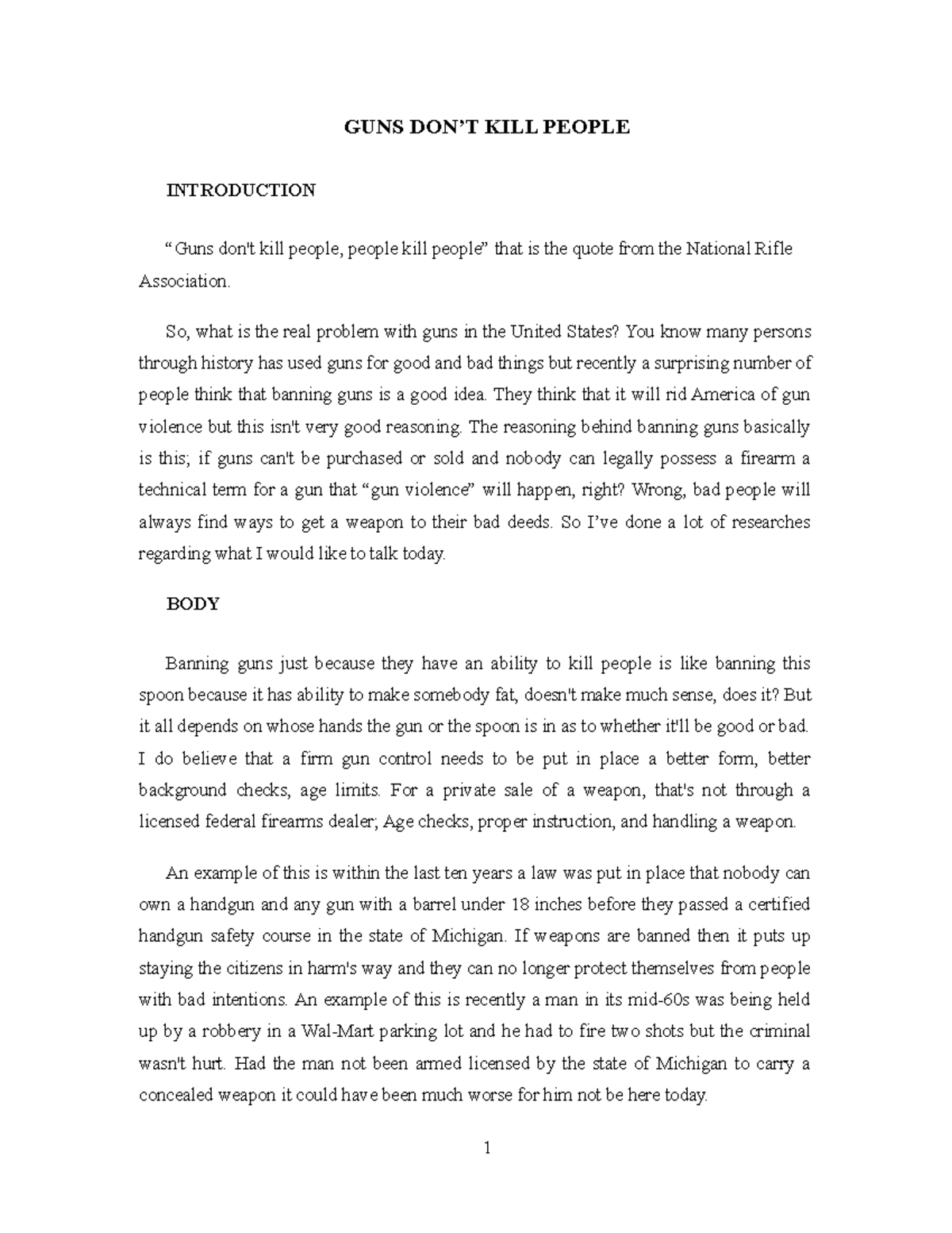 GUNS AND INFORMATIVE SPEECH - English for Critical Academic Readding ...