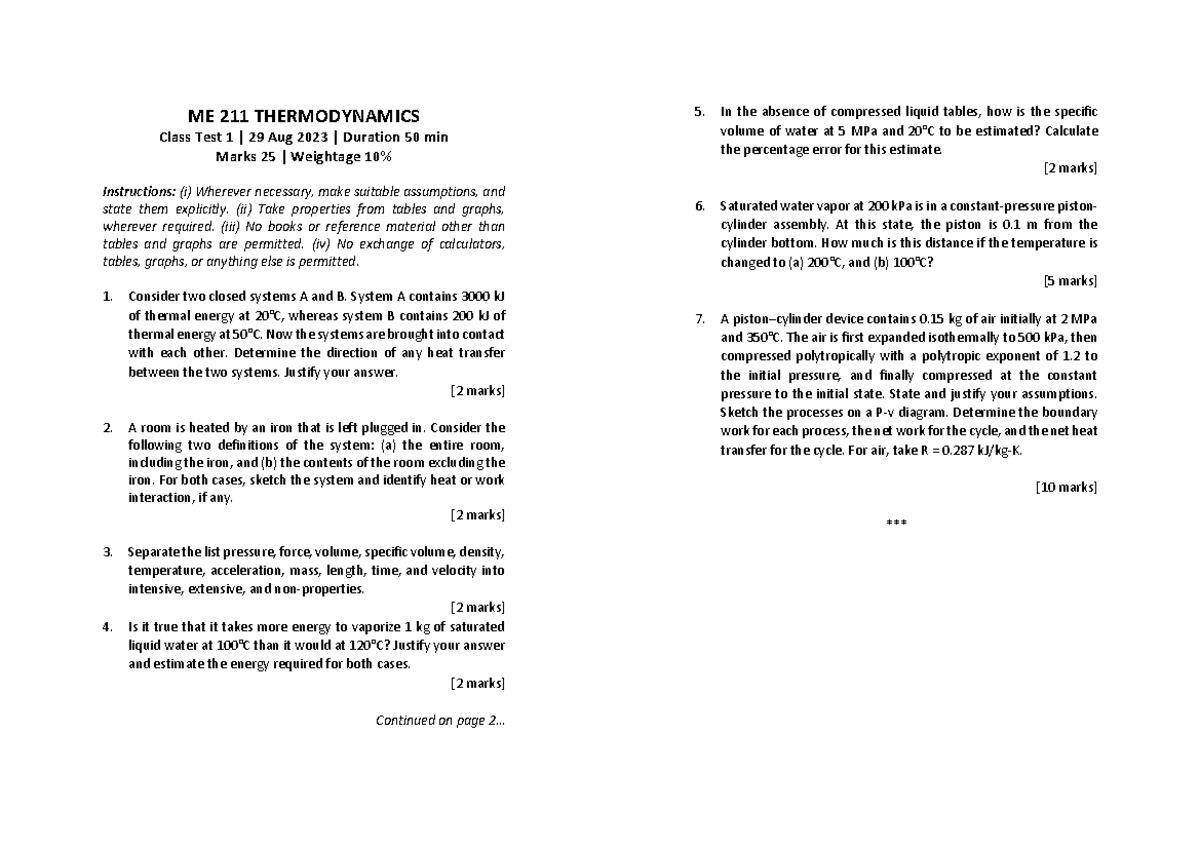 ME211 Test-1 2023 - dgvhvkijhioj,.kol jknlk,m m,k - ME 211 ...