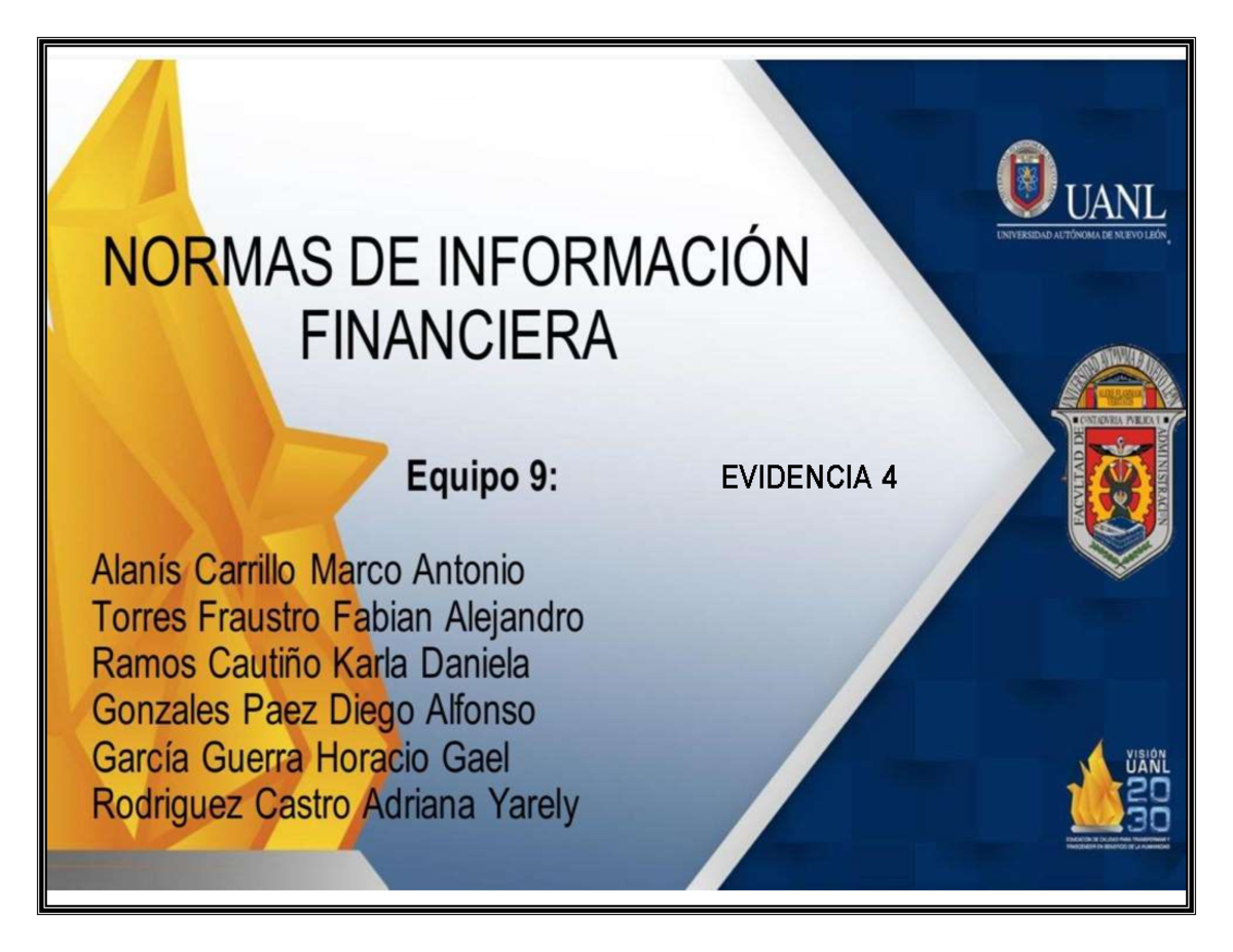 Evidencia 4 NIF - apuntes - INDICE EVIDENCIA - Studocu