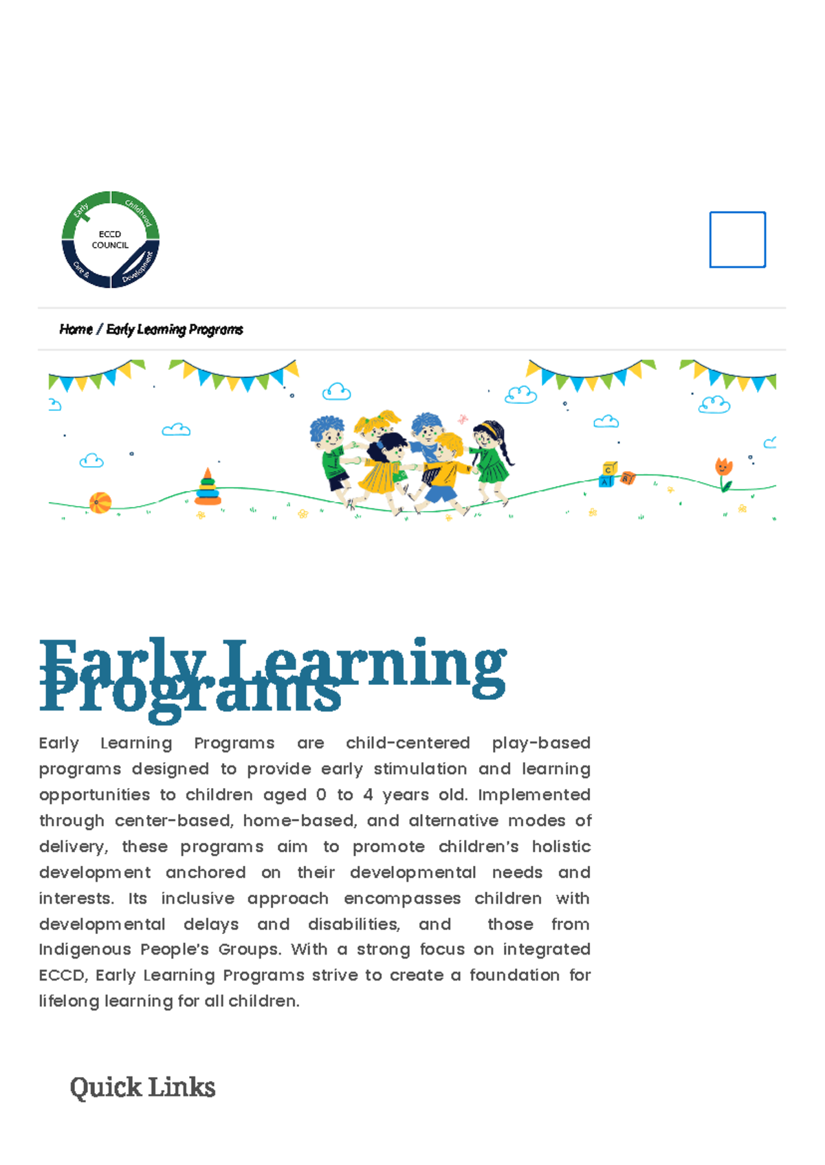 Early Learning Programs – ECCD Council - Early Learning Programs Early ...