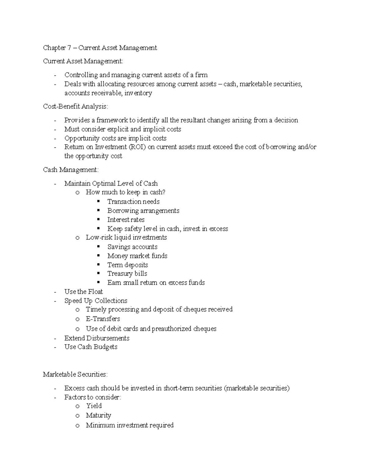 Chapter 7 – Current Asset Management - Chapter 7 – Current Asset ...