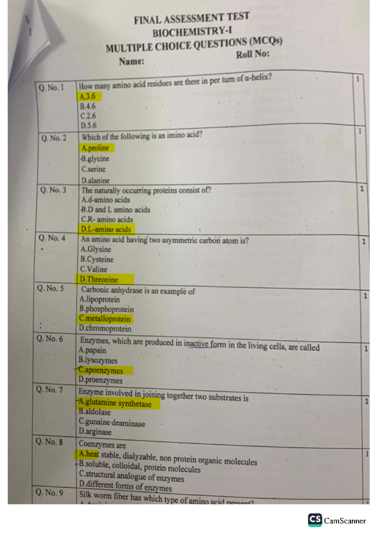 Biochem mid imdc - FINAL ASSESSMENT TEST MULTIPLE CHOICE QUESTIONS ...
