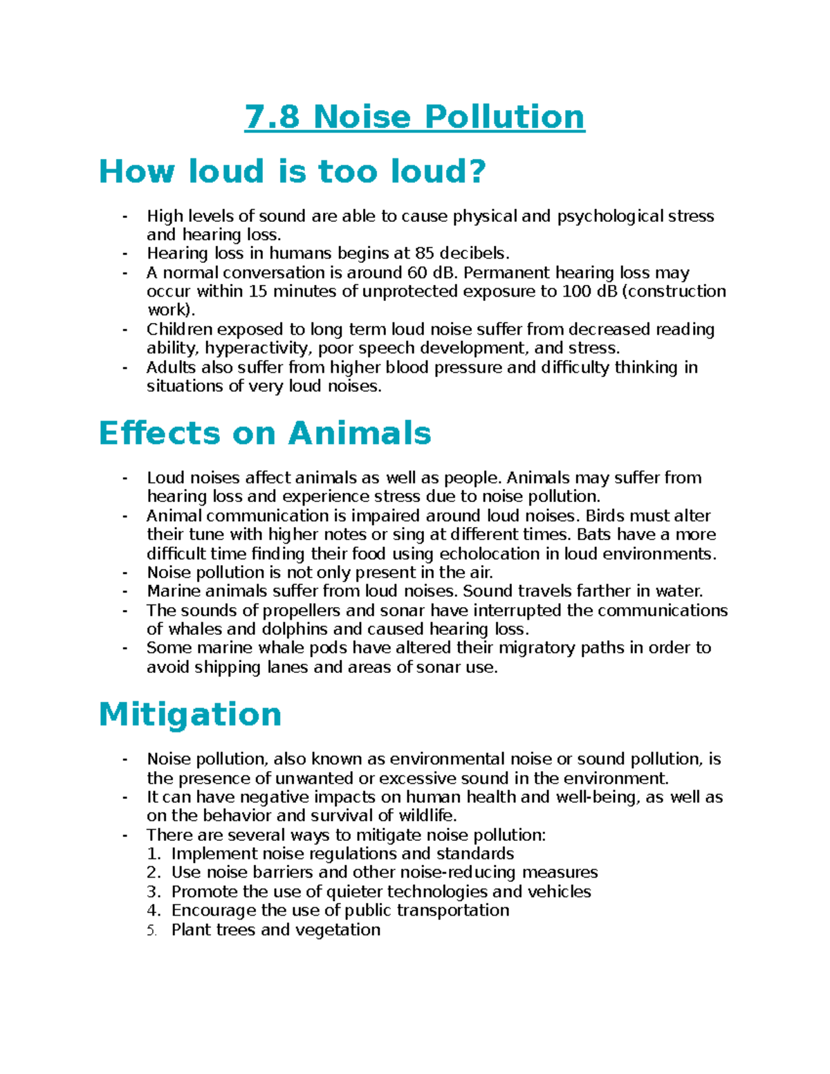Noise Pollution - 7 Noise Pollution How loud is too loud? High levels ...