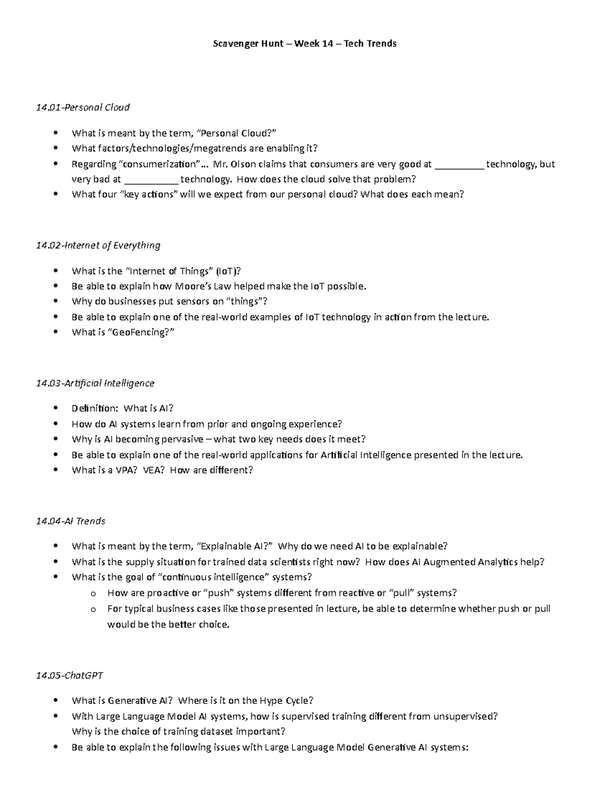 Scavenger Hunt 14-Tech Trends - Scavenger Hunt – Week 14 – Tech Trends ...