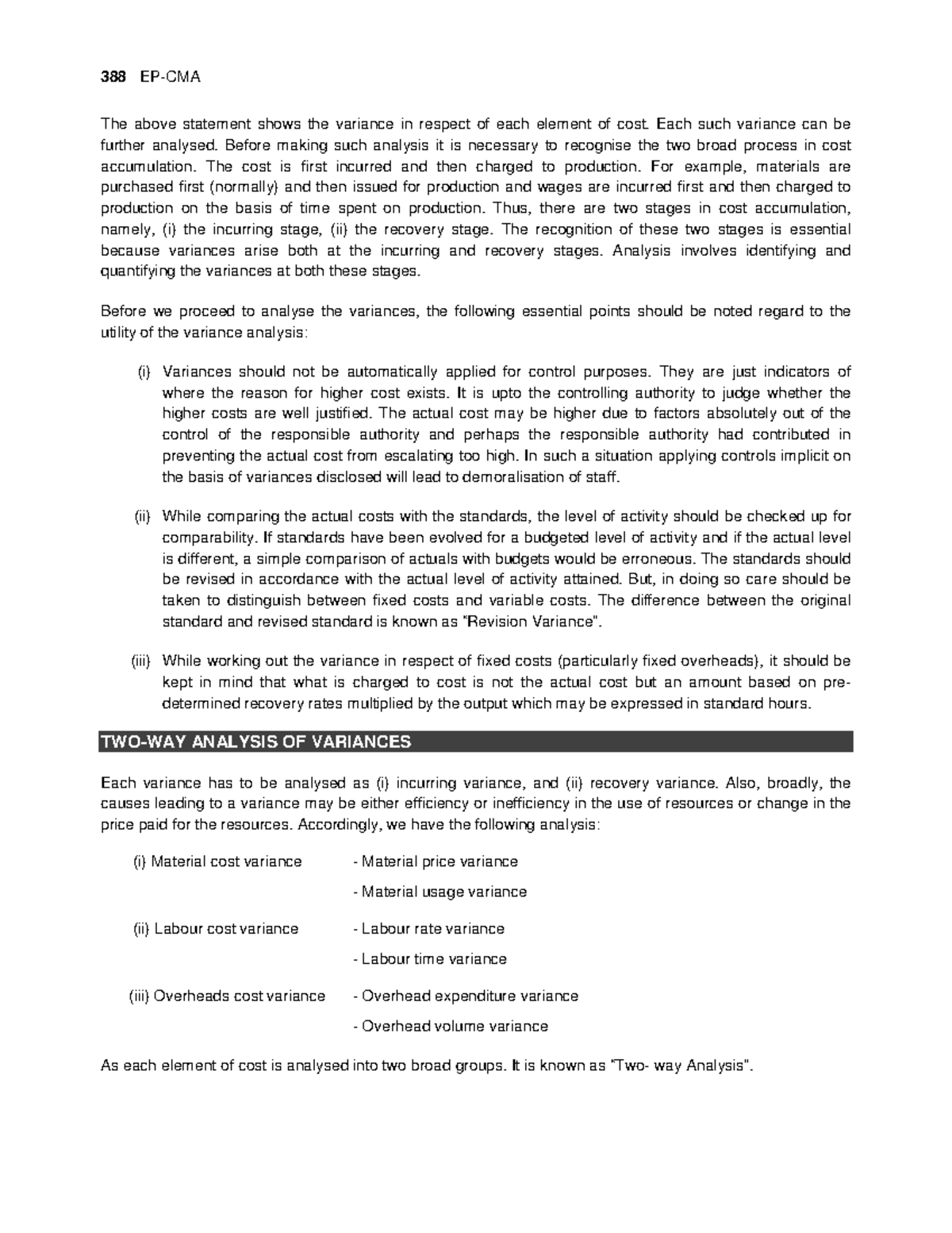 Cost Accounting-TWO-WAY Analysis OF Variances - 388 EP-CMA The above ...