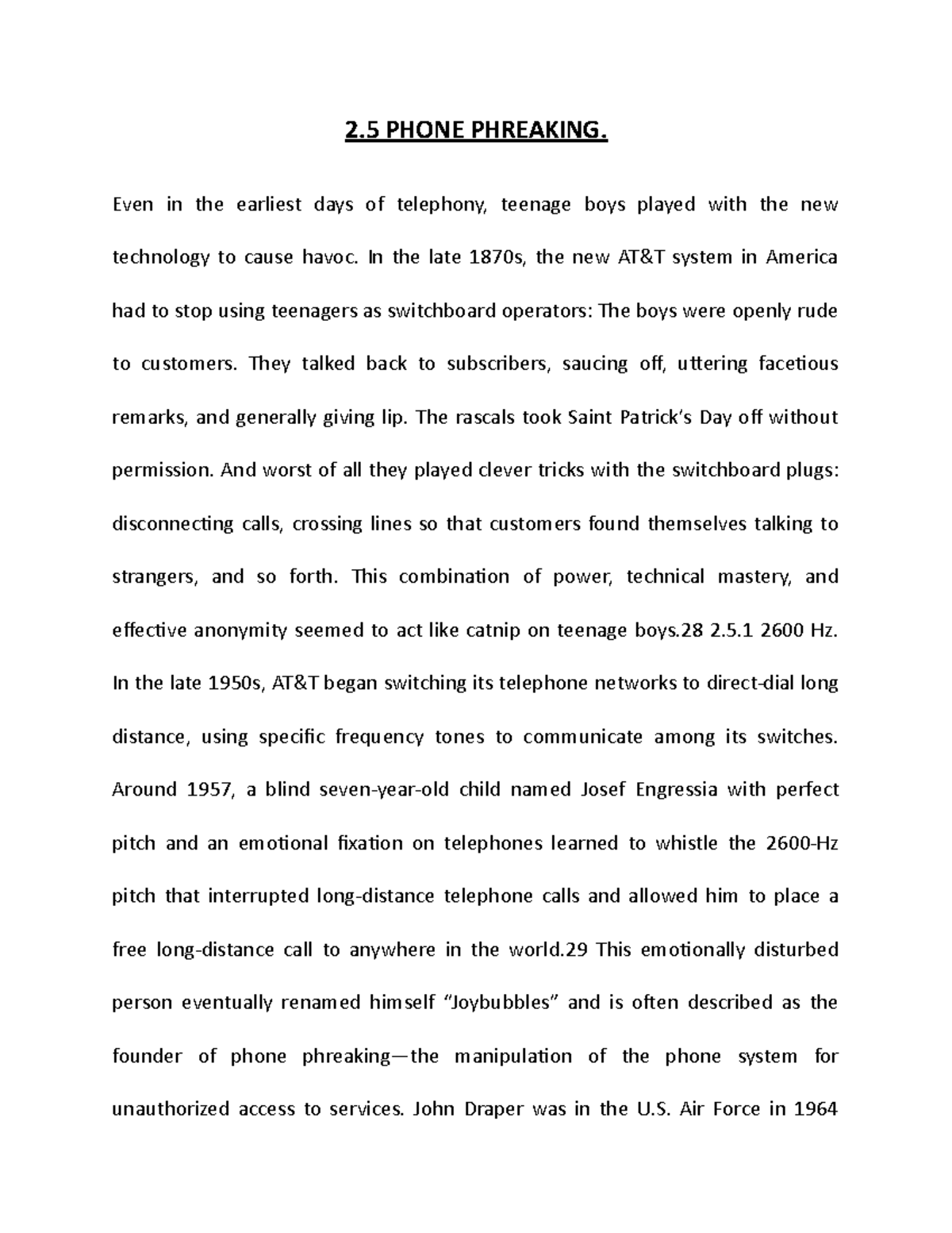 Phone Phreaking - 2 PHONE PHREAKING. Even in the earliest days of ...