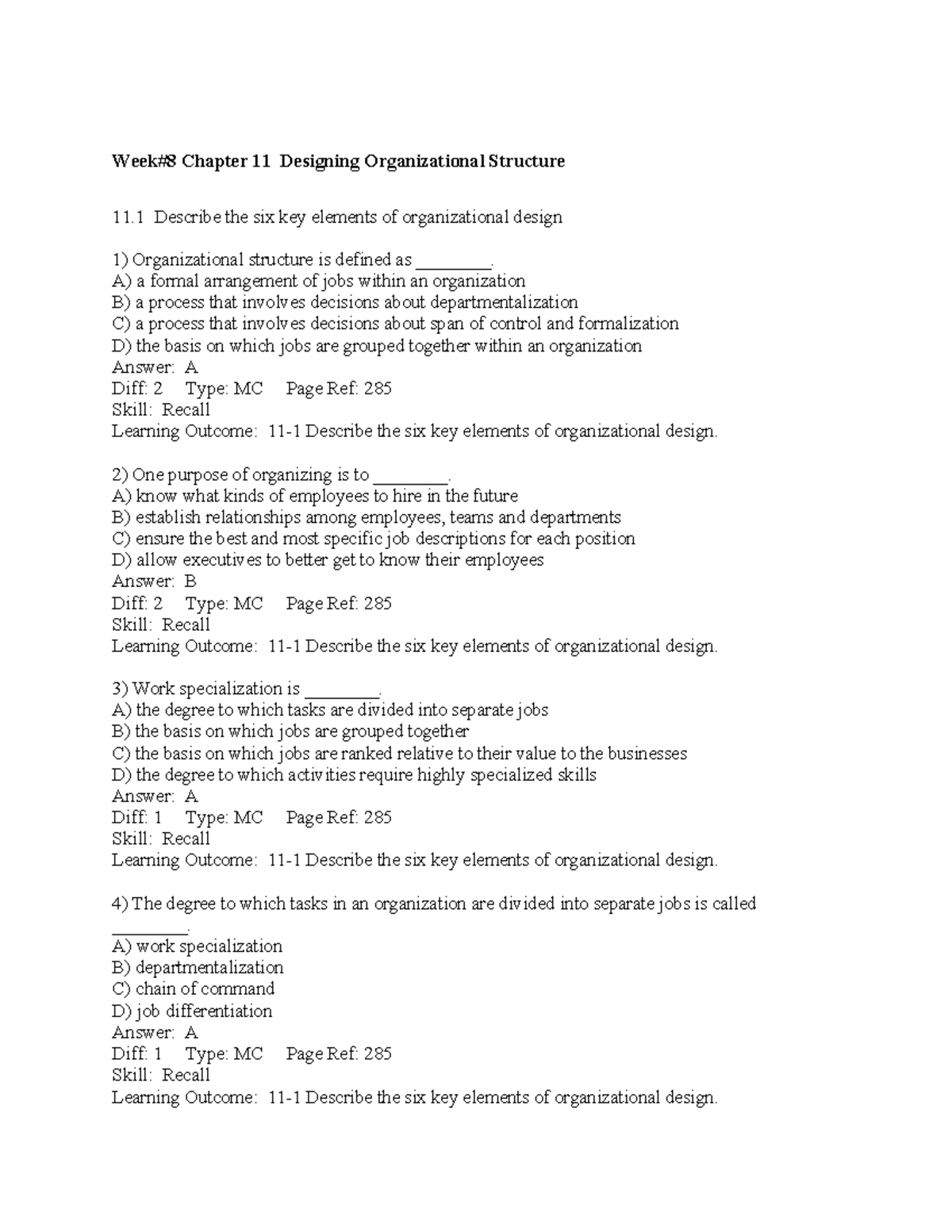 Week#8 Chapter 11 Designing Organizational Structure - Week#8 Chapter 11 Designing ...