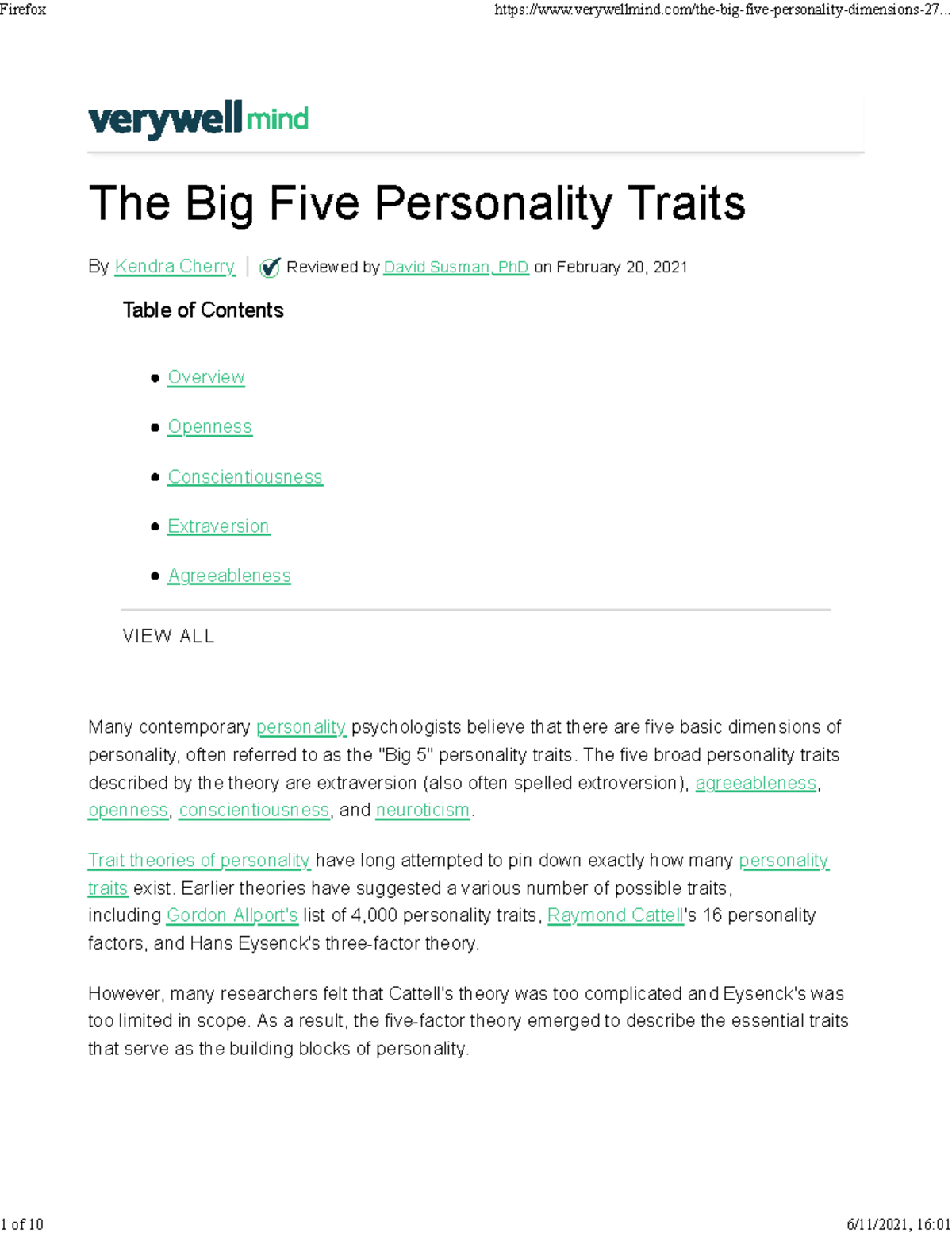 The big five personality Traits - The Big Five Personality Traits Many ...