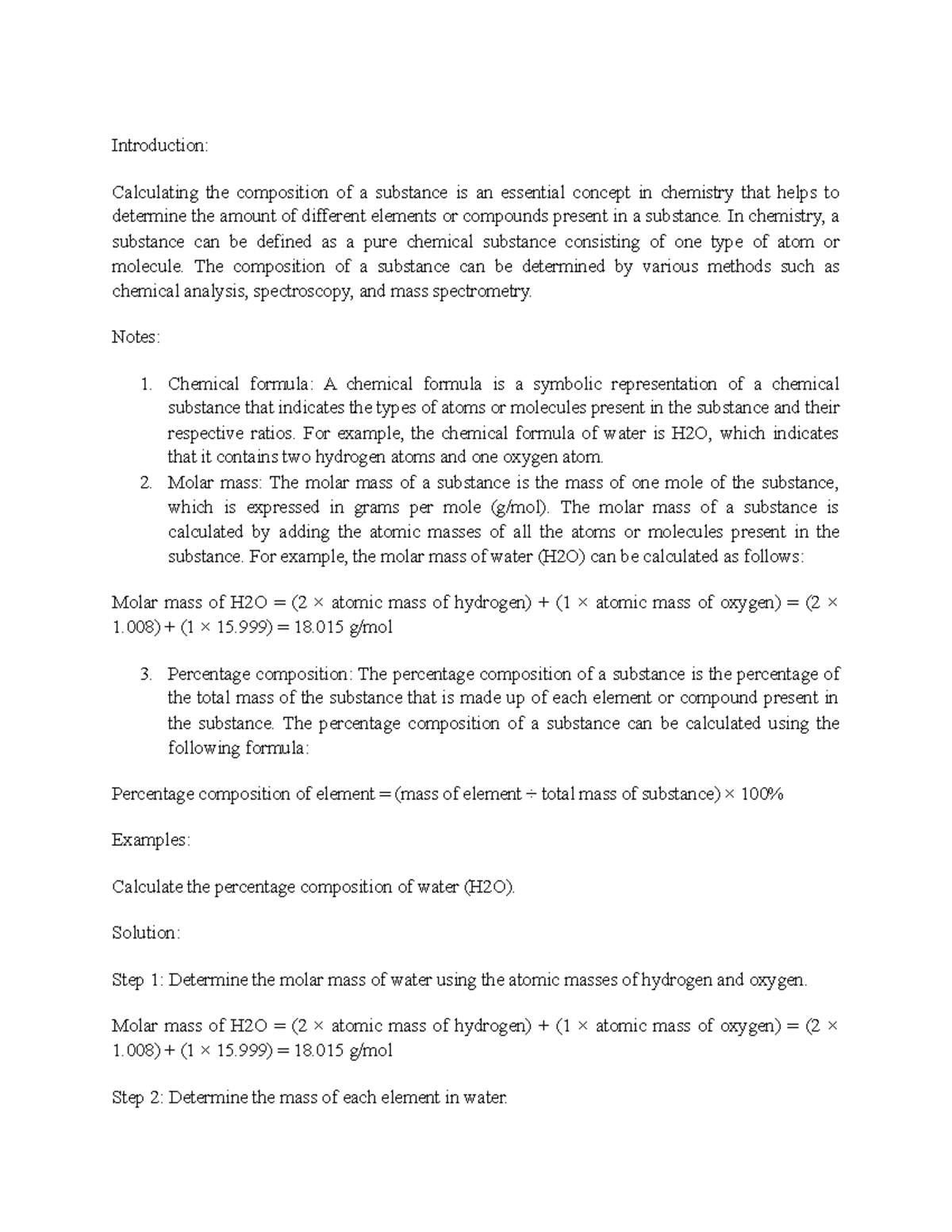 Chem 17 - Calculating Composition with Practice Questions ...