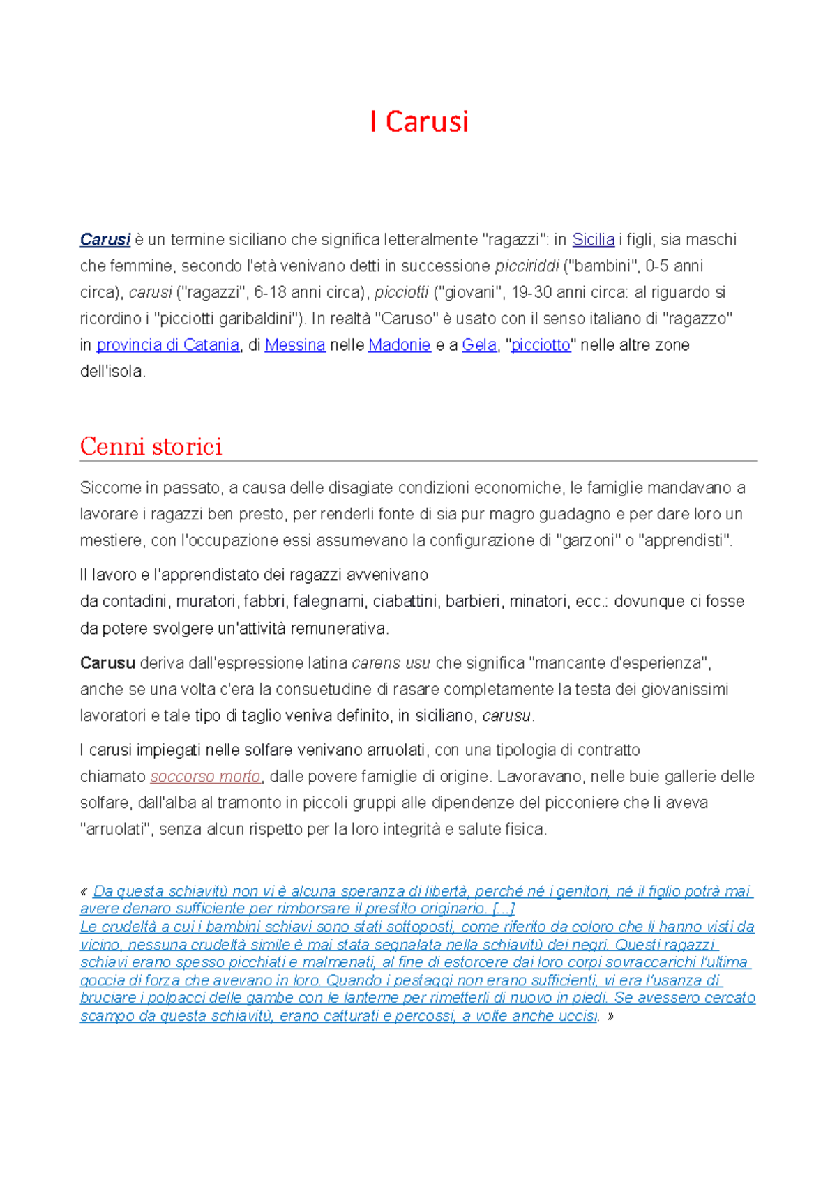 I Carusi - I Carusi Carusi è un termine siciliano che significa ...