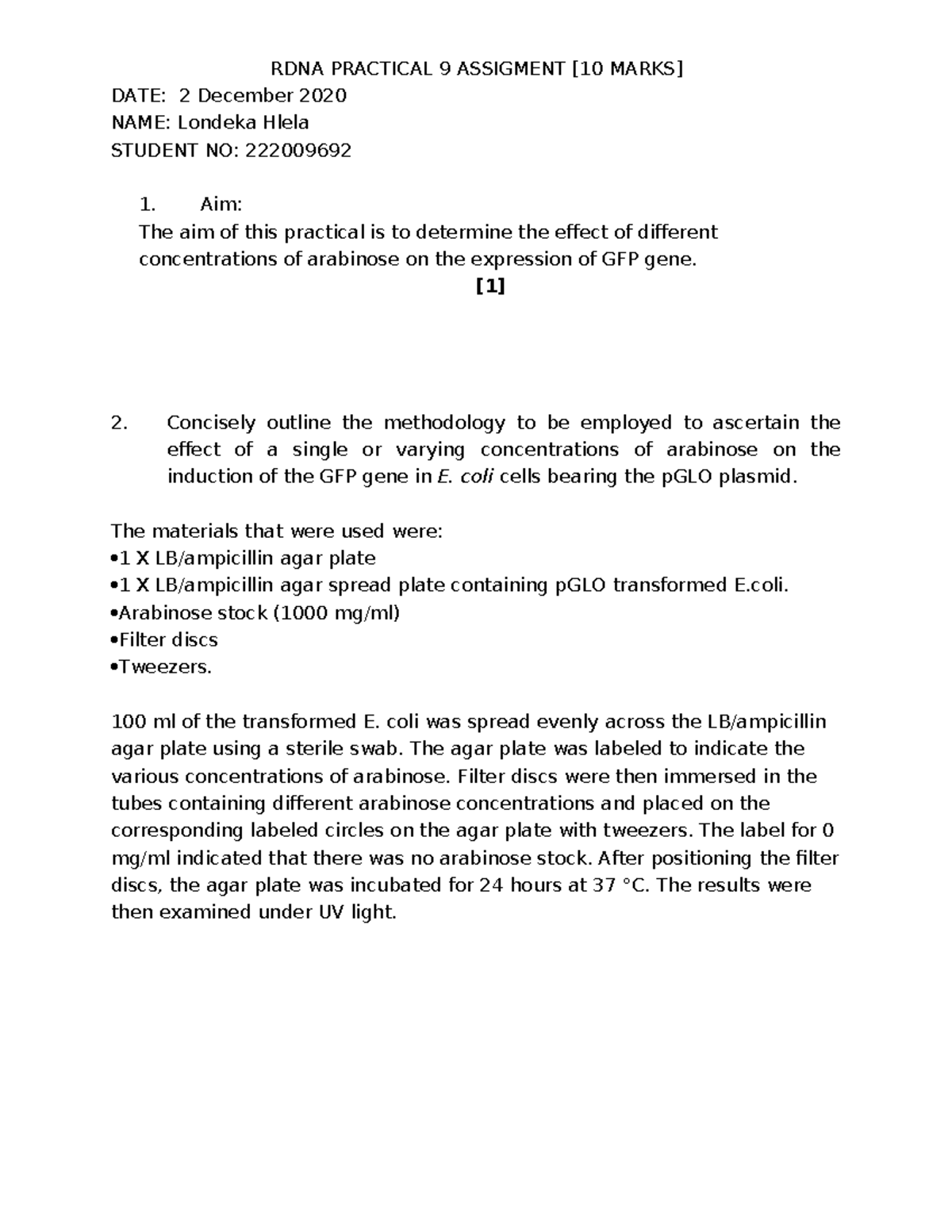 RDNA Practical 9 Assignment - RDNA PRACTICAL 9 ASSIGMENT [10 MARKS] DATE: 2 December 2020 NAME ...