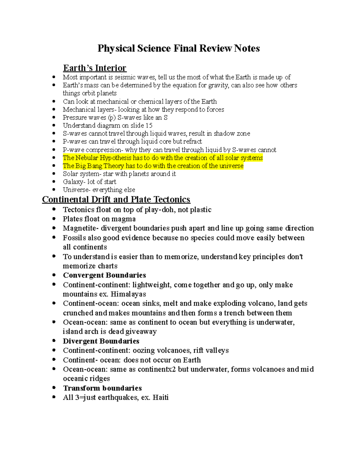 Physical Science Final Review Notes - Physical Science Final Review ...