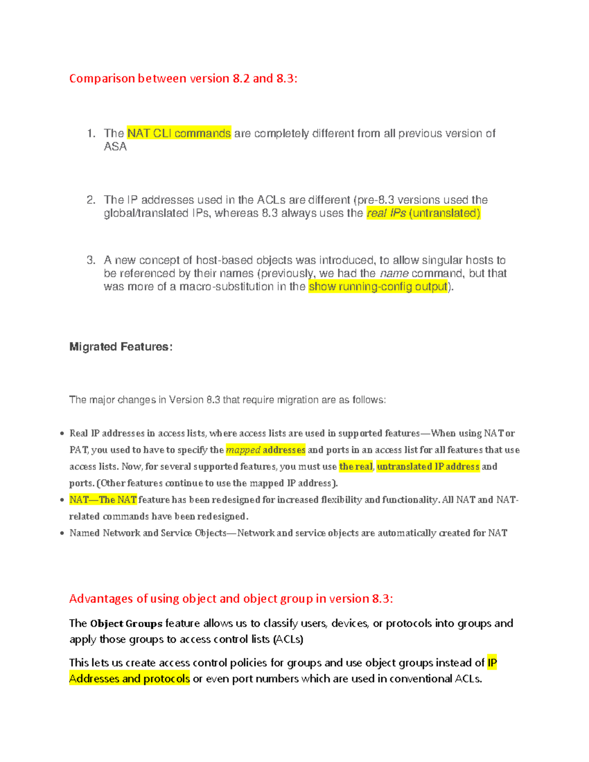 Versions حنح Comparison Between Version 8 And 8 1 The Nat Cli Commands Are Completely
