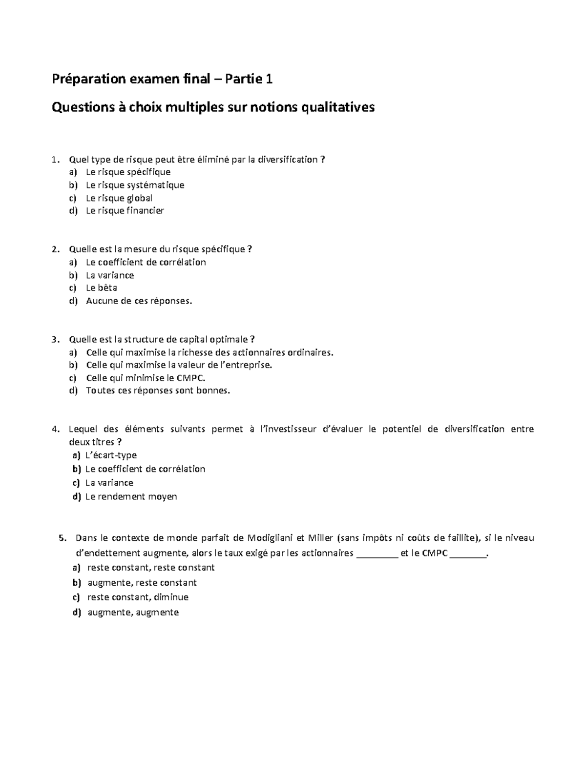 Préparation examen final - Partie 1 - Hiver 2020 - Préparation examen ...
