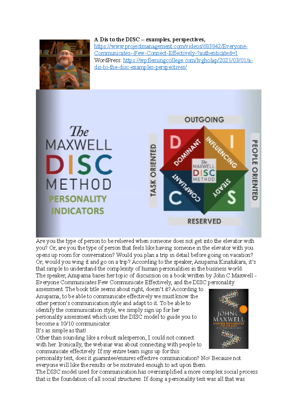 MGMT181 01 lgholap Blog#2 - A Dis to the DISC – examples, perspectives ...