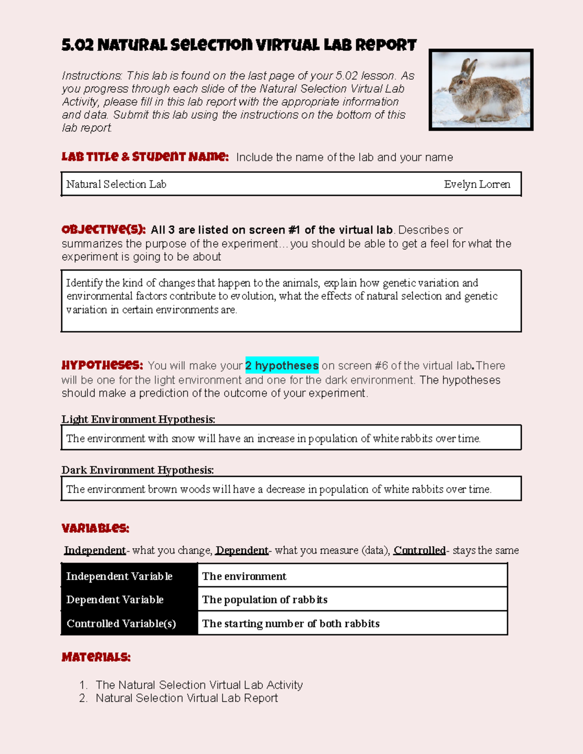 Copy of 5 02 lab report template-v23 - 5 Natural Selection Virtual Lab ...