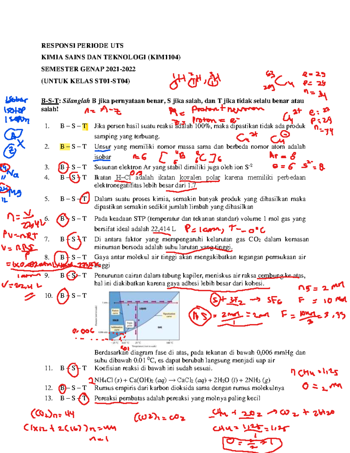 Untuk Kelas ST01-ST04 Responsi Periode UTS Praktikan - RESPONSI PERIODE UTS KIMIA SAINS DAN ...