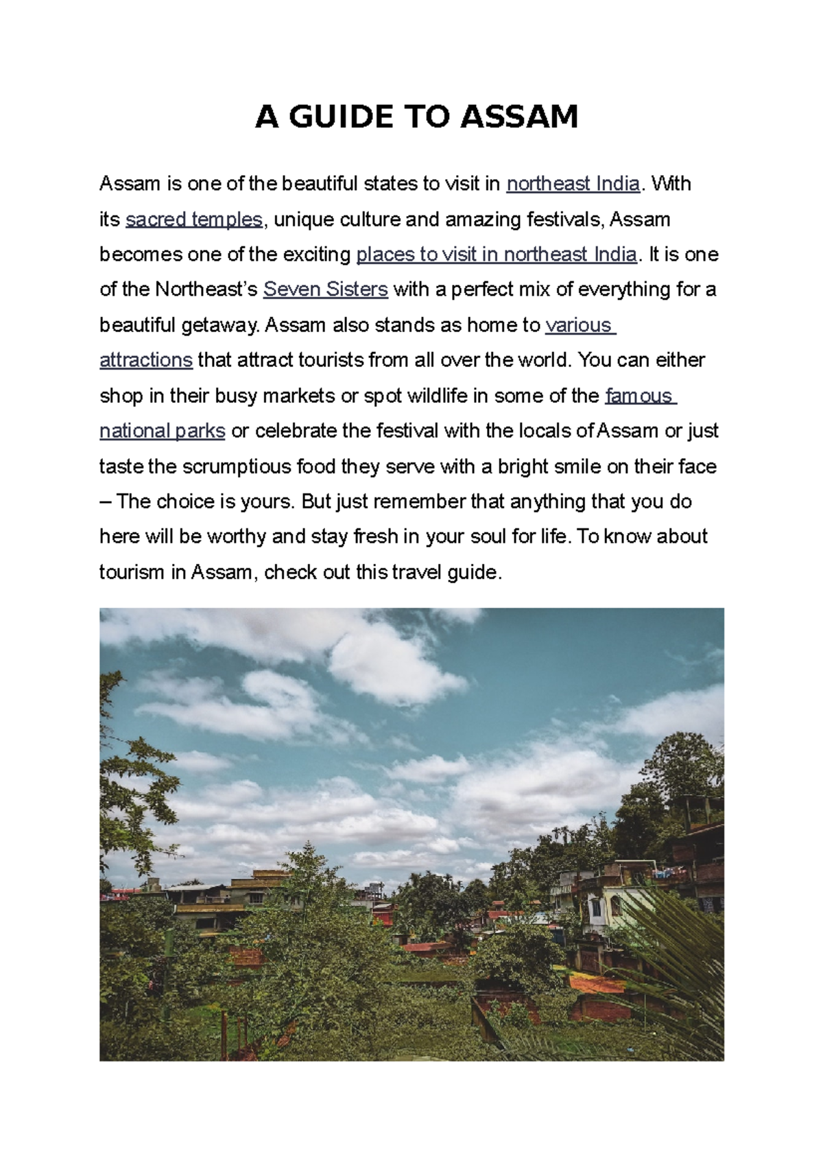 A Guide TO Assam - Lecture notes 1-3 - Tour Package Design - PU - Studocu